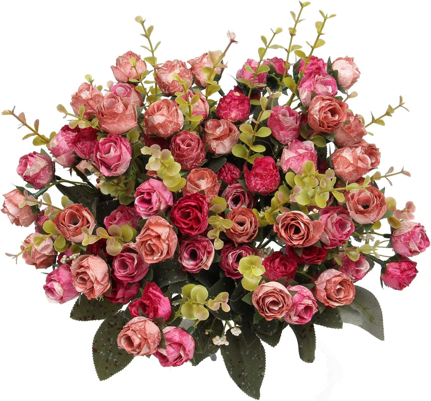 Heads Silk Rose Bouquet Artificial Flowers Mini Rose for DIY Wedding ...