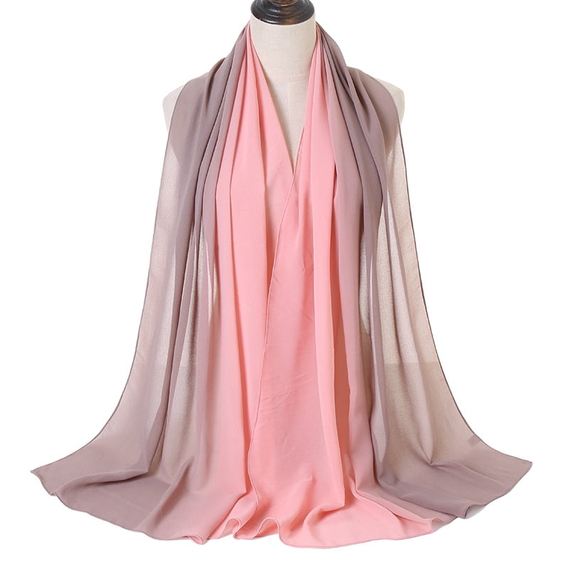 Headscarf women's color matching rainbow long scarf gradient Pearl ...