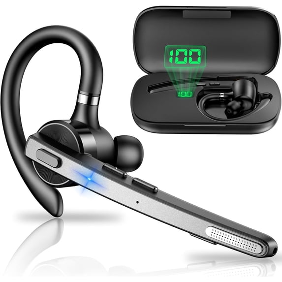 Headset, 72H Talktime Earpiece for Cellphone with 500mah Case V5.1 Mic ...