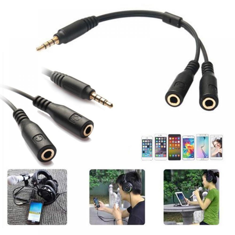 Headset Adapter Cable CTIA 3.5mm 4 Pole TRRS Male To 2 X 3 Pole Female ...