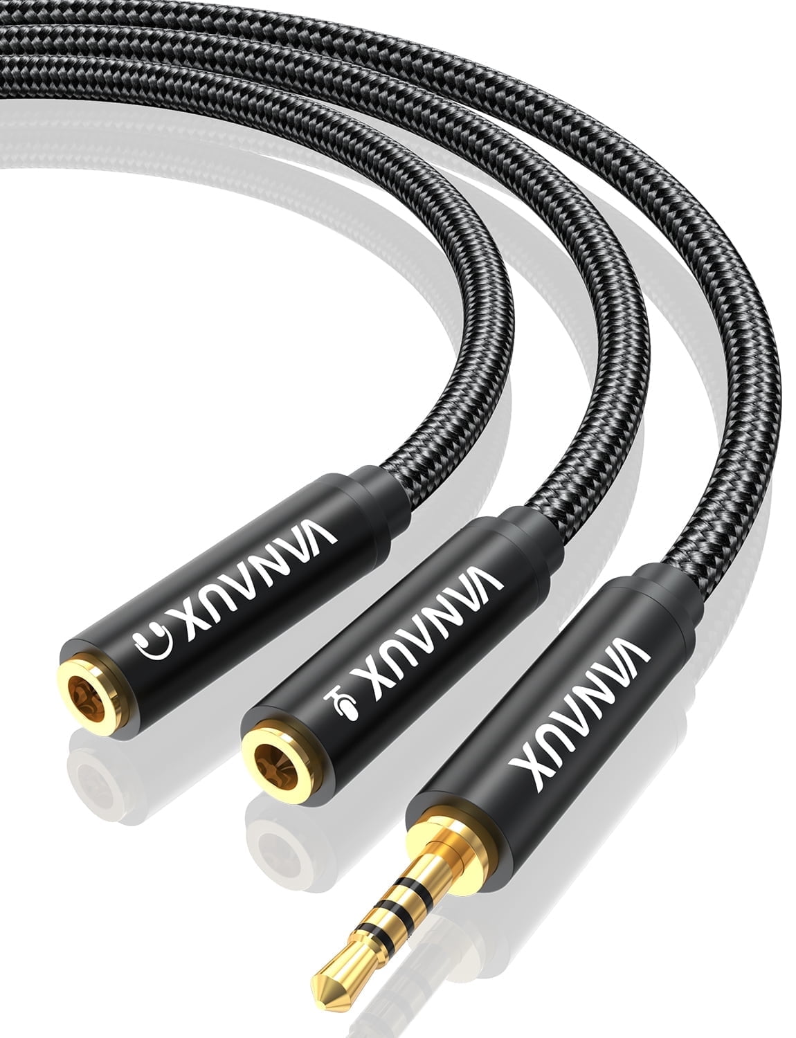 VANAUX Headphone Mic Splitter Adapter, 3.5mm Male to Audio Microphone Y ...
