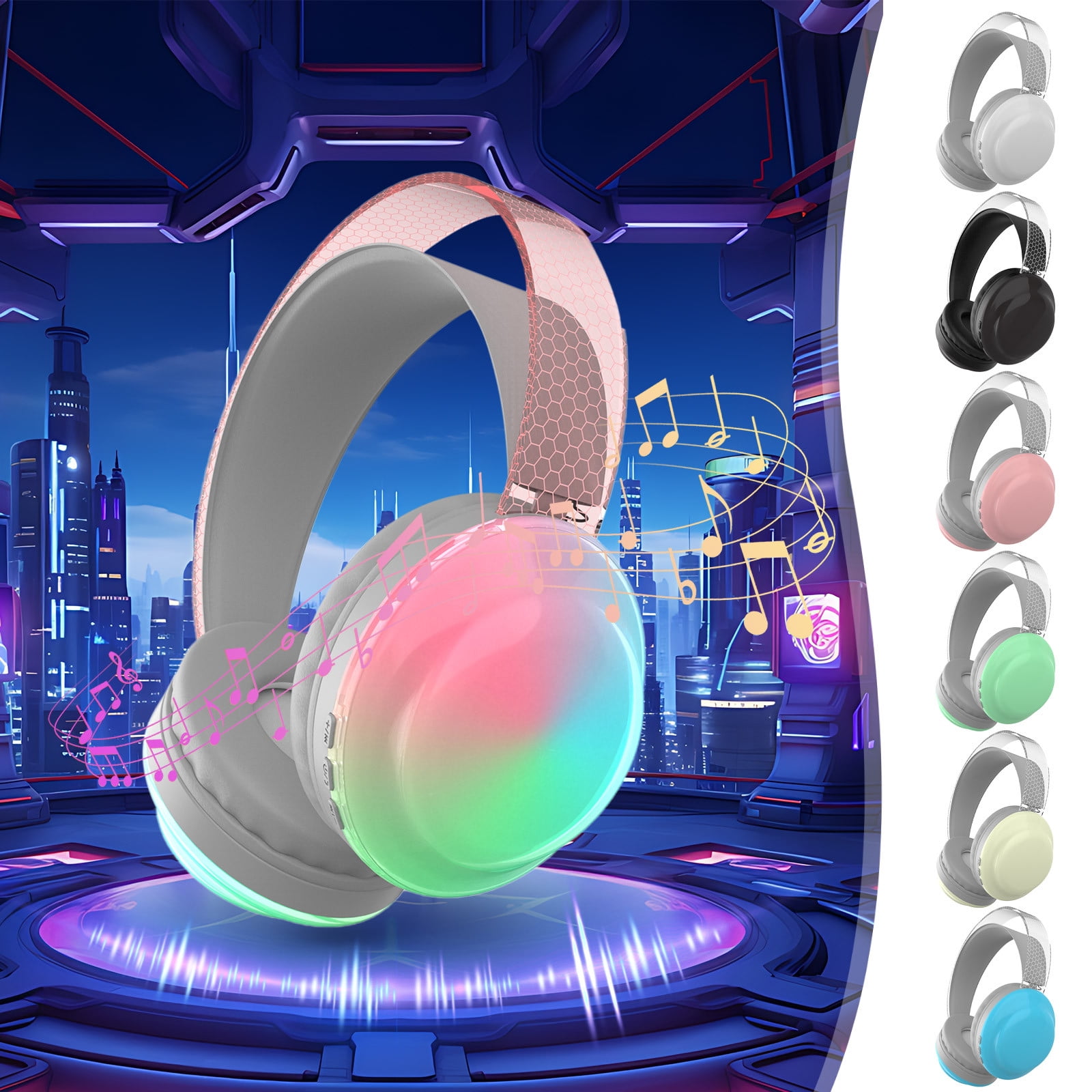 Headset Bluetooth Headset Bright Color RGB Lamp All-package Earmuffs ...