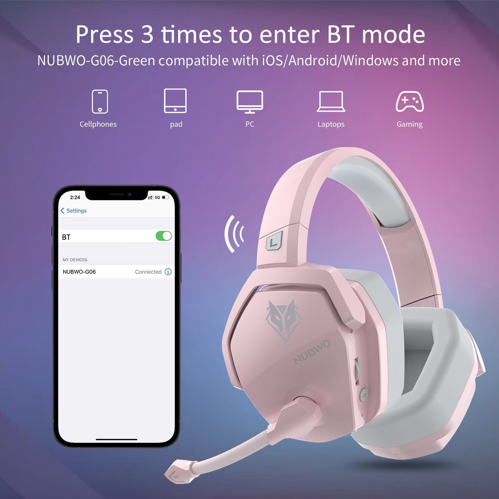 Headset,Ear With Headset Noise Battery Bt Headset Bt Soft With Mic With ...