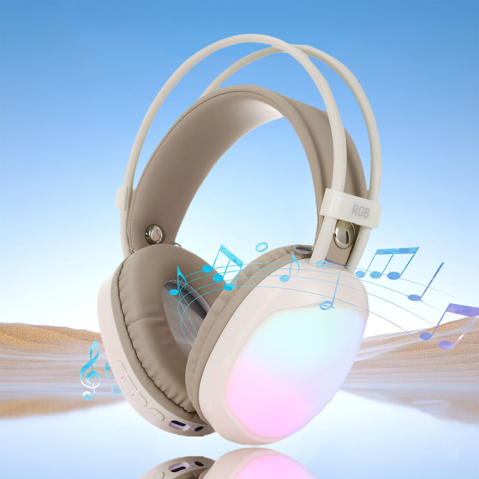 Headset, Long - Lasting Battery RGB Wireless Bluetooth Gaming Headset ...