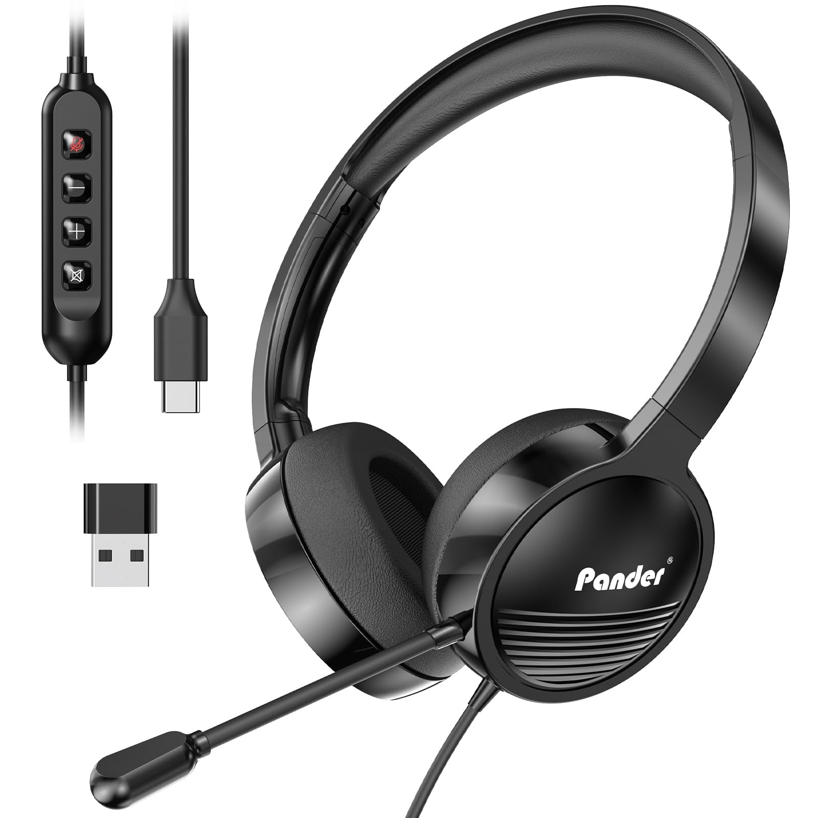 Headset with Mic, Pander USB Wired Headset with for PC, Computer ...
