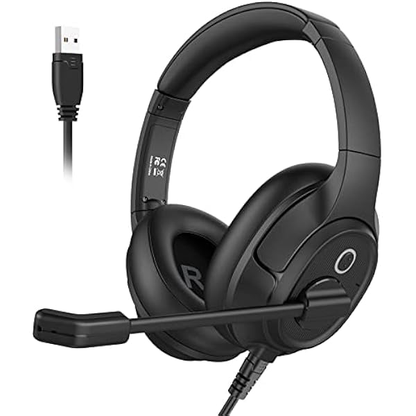 Headset with Microphone for Laptop, Wired Computer Headset with Volume ...