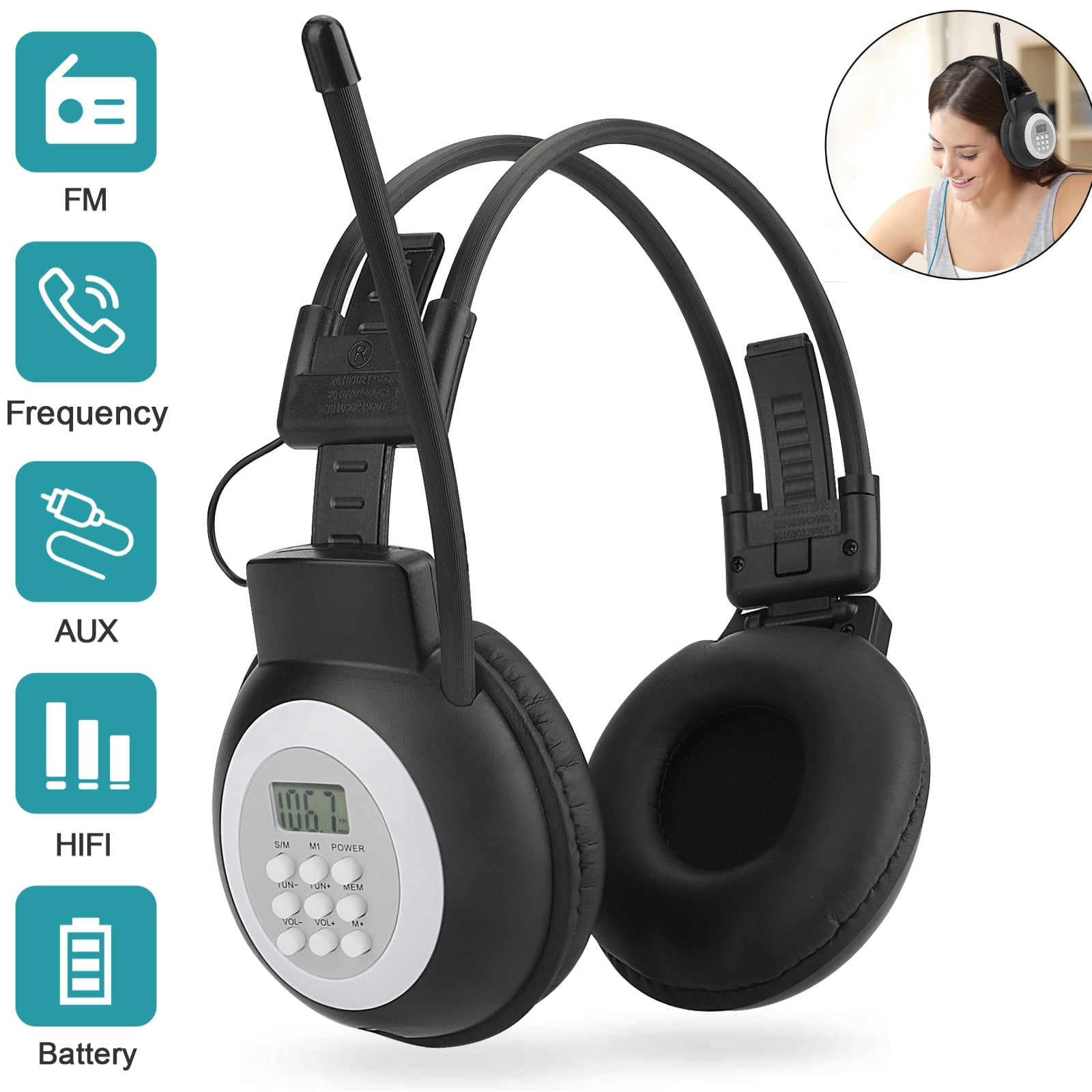 Headset for Mowing, Personal FM Radio Headphones with Built-in Radio ...