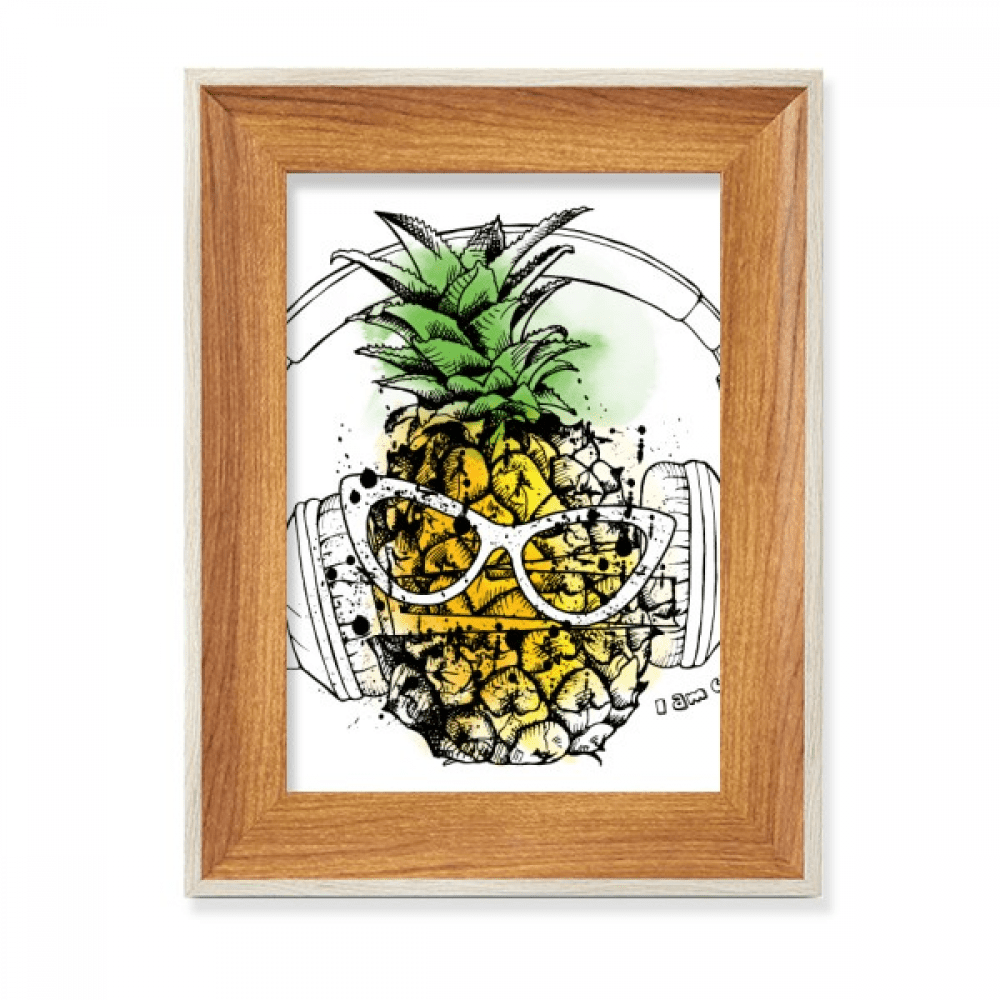 Headset Pineapple Sunglasses Fruit Desktop Wooden Photo Frame Display ...