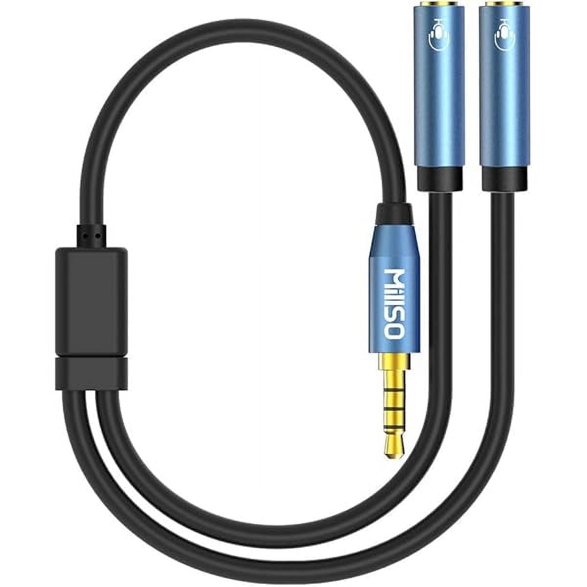 Headset Splitter for 2 TRRS Headphones or Mics - 3.5mm Jack Adapter ...