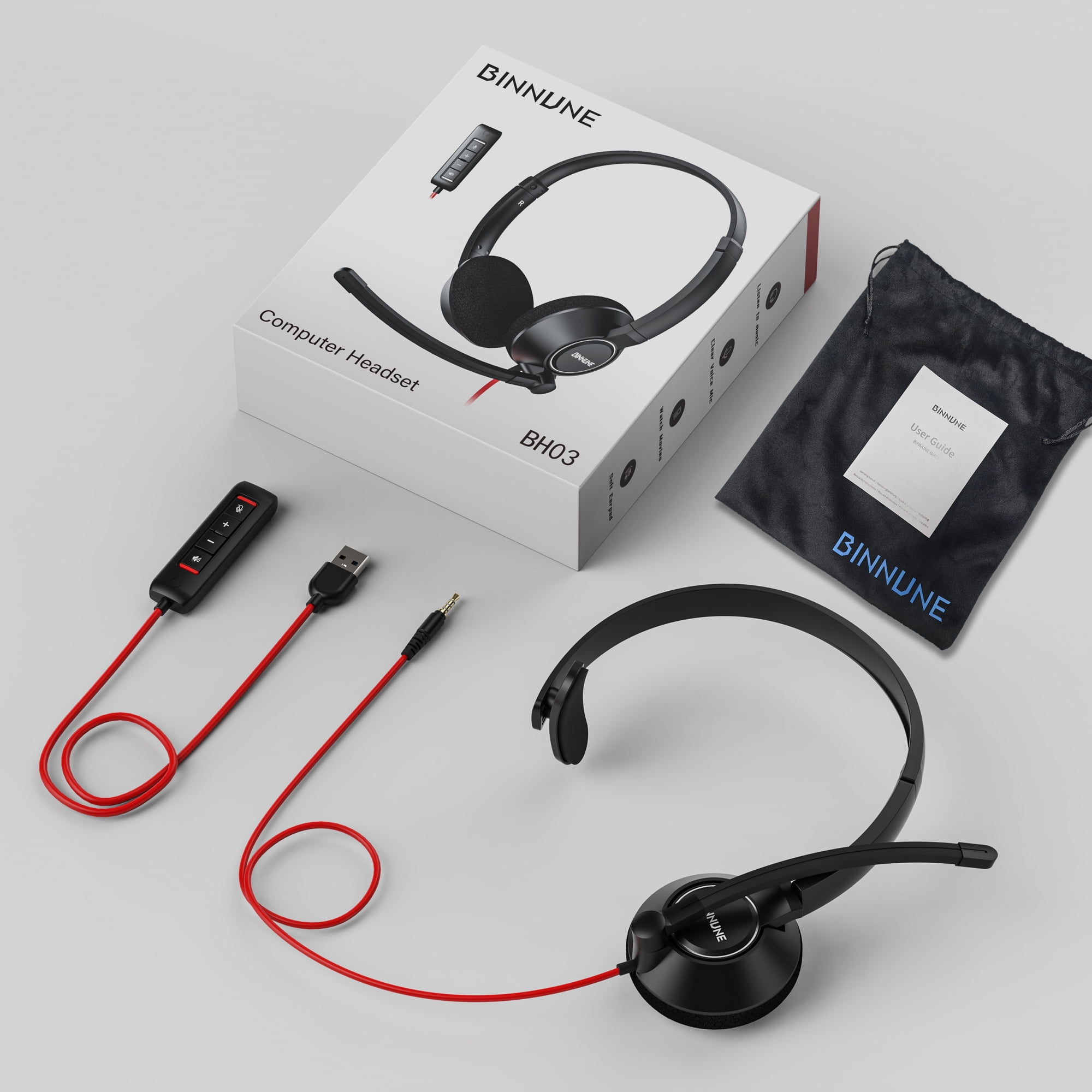 Headset With Mic for Laptop PC Computer Wired Work Headphones with ...
