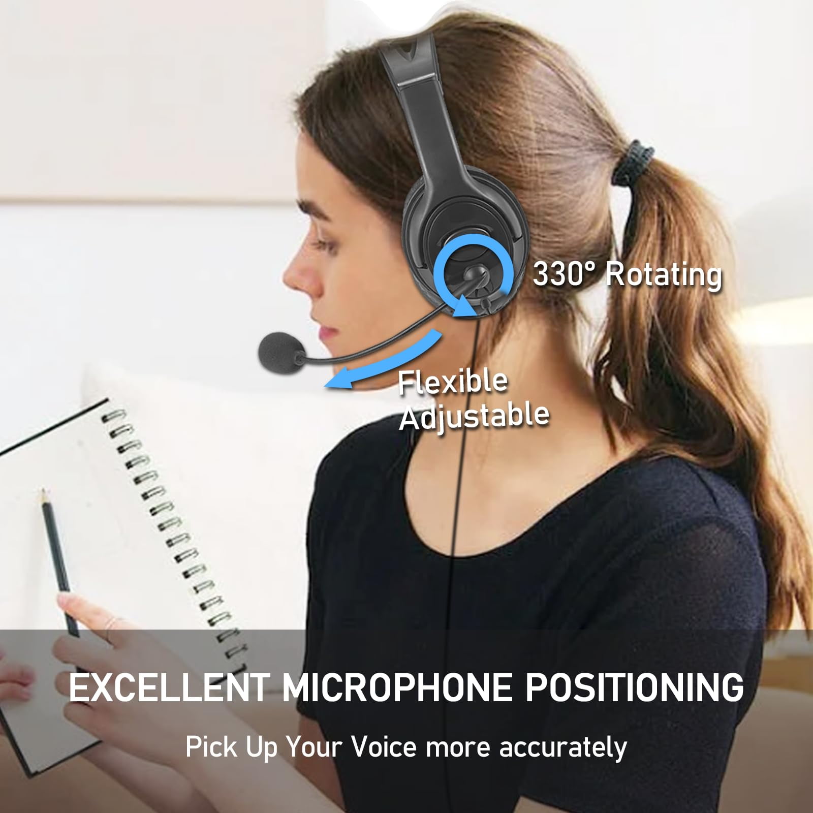 Headset with Mic, Comfort Wired Headset with Noise-Canceling, Comfort ...