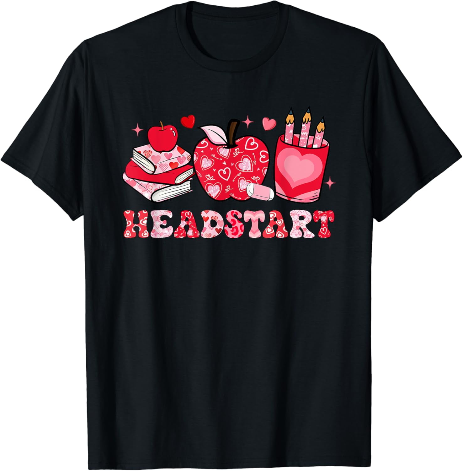 Headstart Apple Pencil Leo.pard Hearts Funny Love Day T-Shirt - Walmart.com