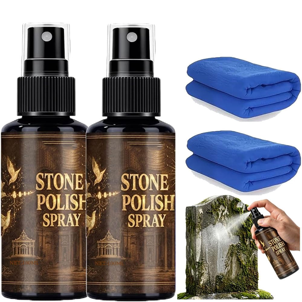 Headstone Cleaner for Graves, Tombstone Polish Spray with Towel, Gentle ...