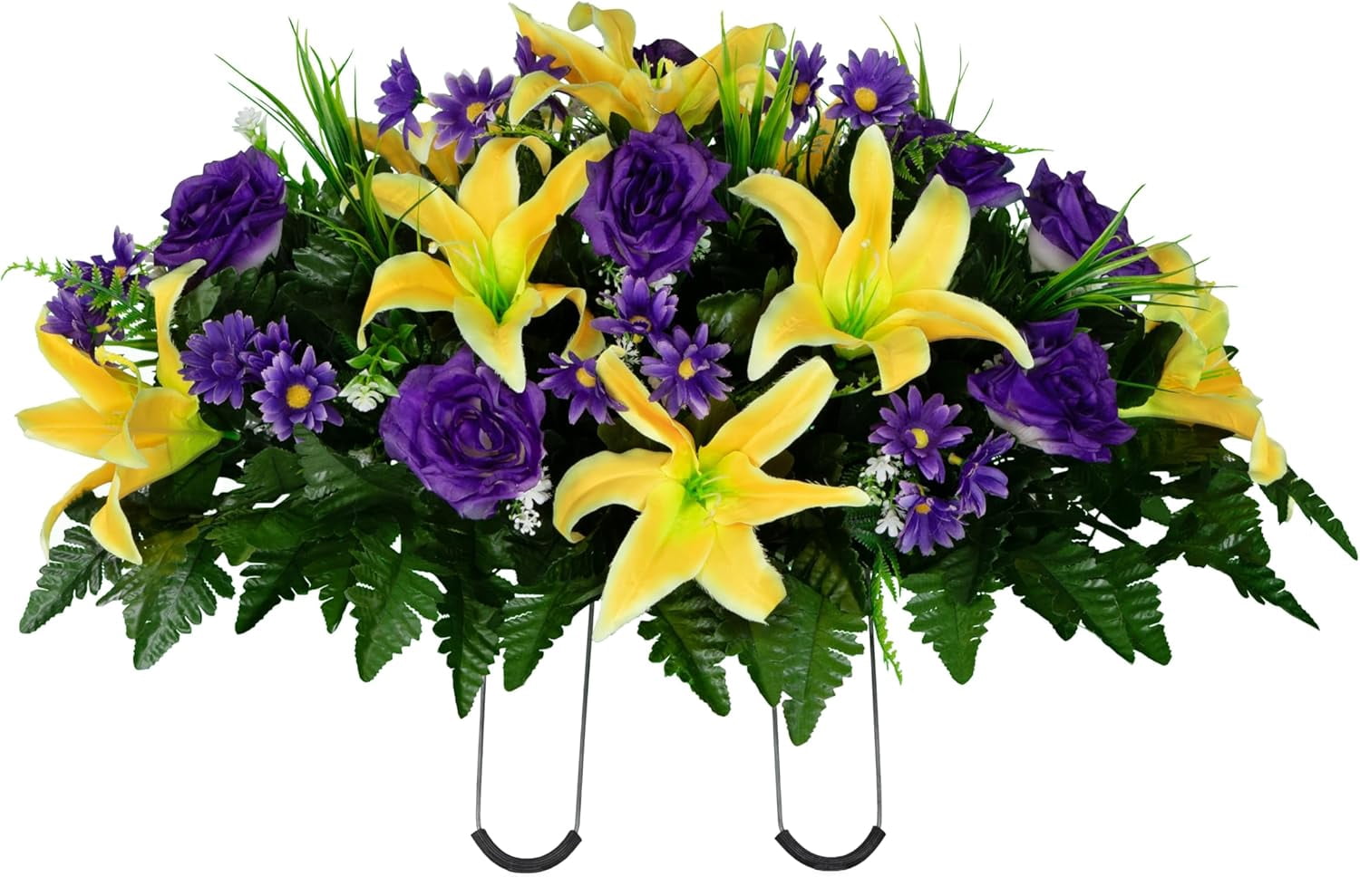 Headstone Flower Saddle, Artificial Cemetery Flowers, Grave Memorial ...
