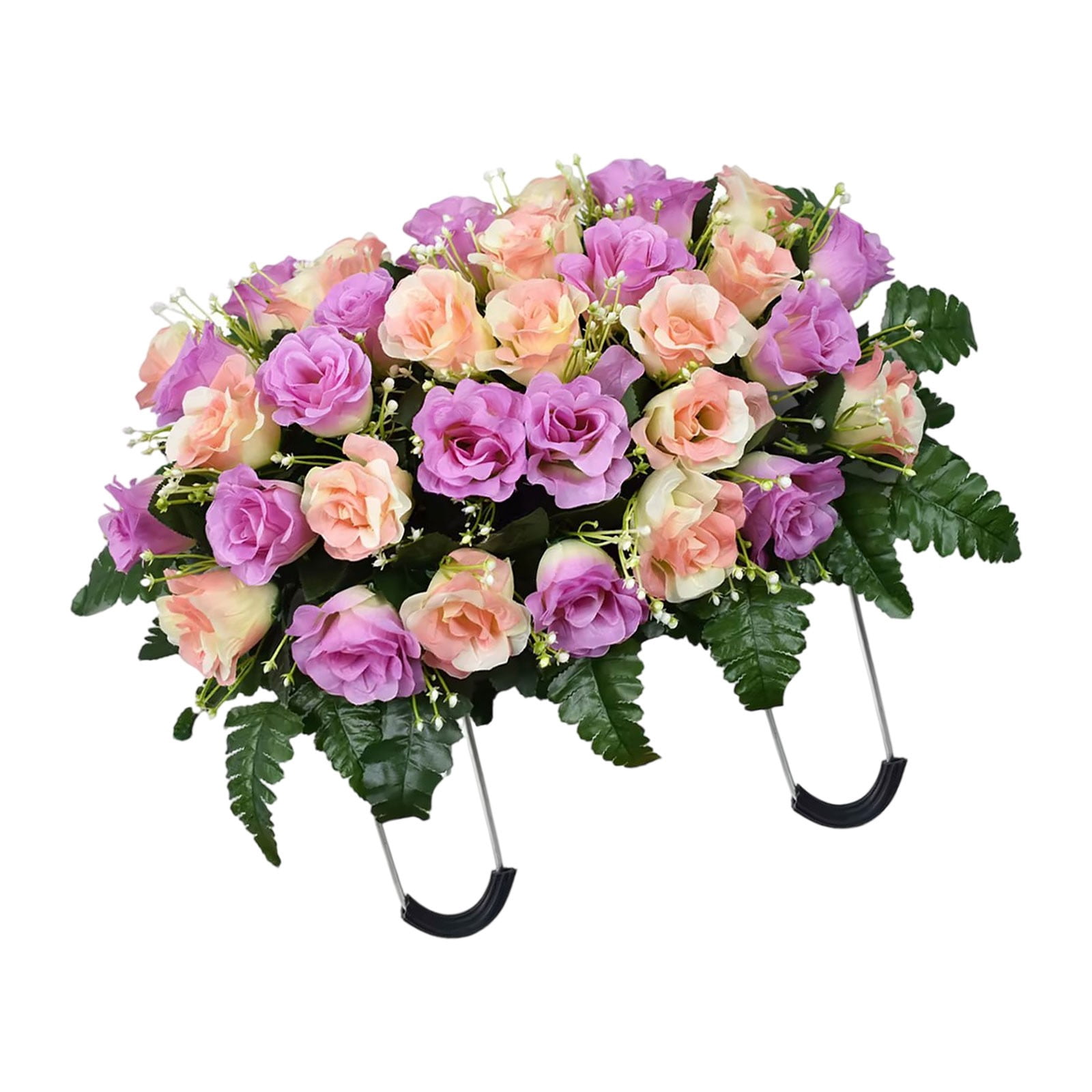 Headstone Flower Saddle,Large Artificial Cemetery Flowers for Grave ...