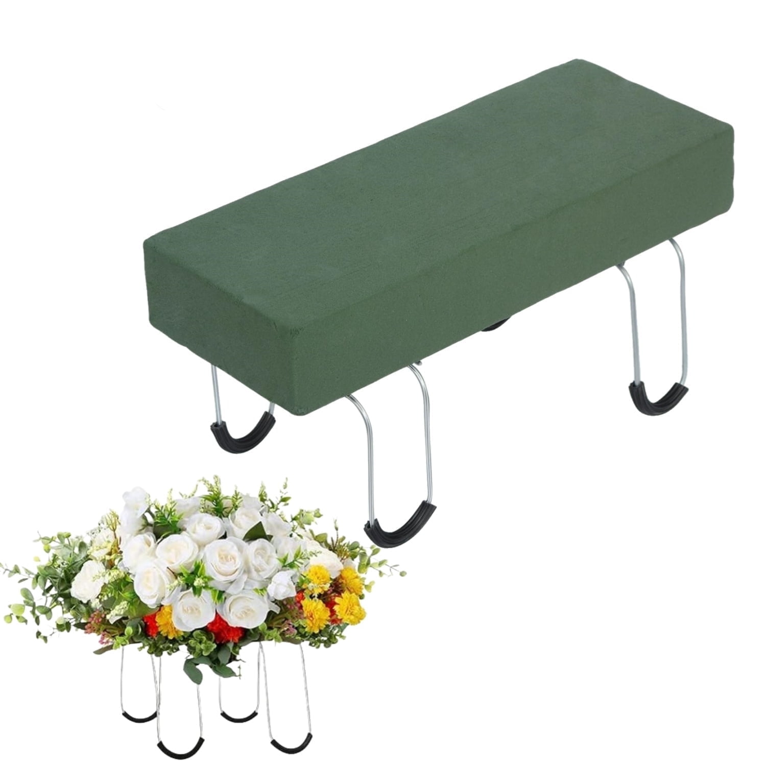 Headstone Flower Saddles, 12’’ Metal Gravestone Saddles with Floral ...
