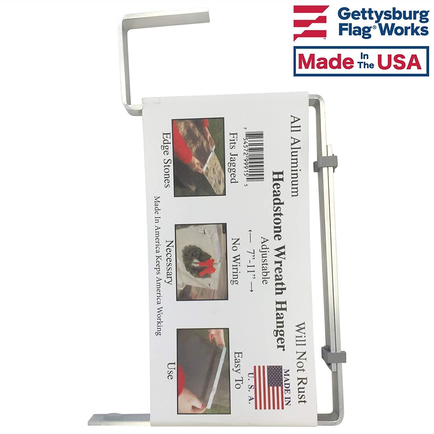 Headstone Wreath Hanger - Thick Gauge Aluminum - Made in USA - Walmart.com