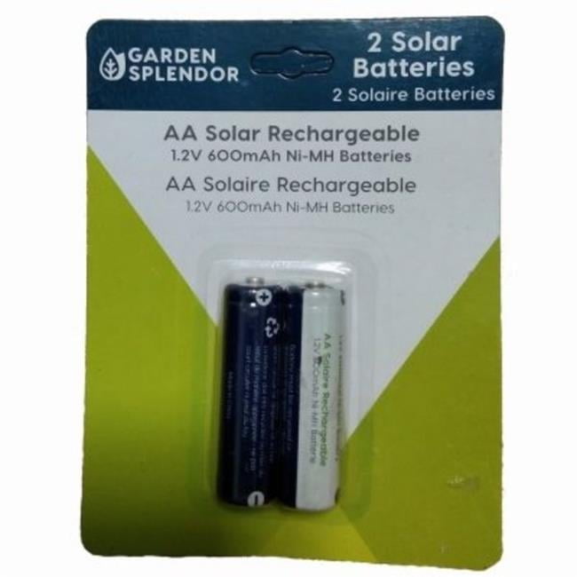 Garden Splendor 830-1902 Solar Light Rechargeable Batteries, AA, 2-Pk ...