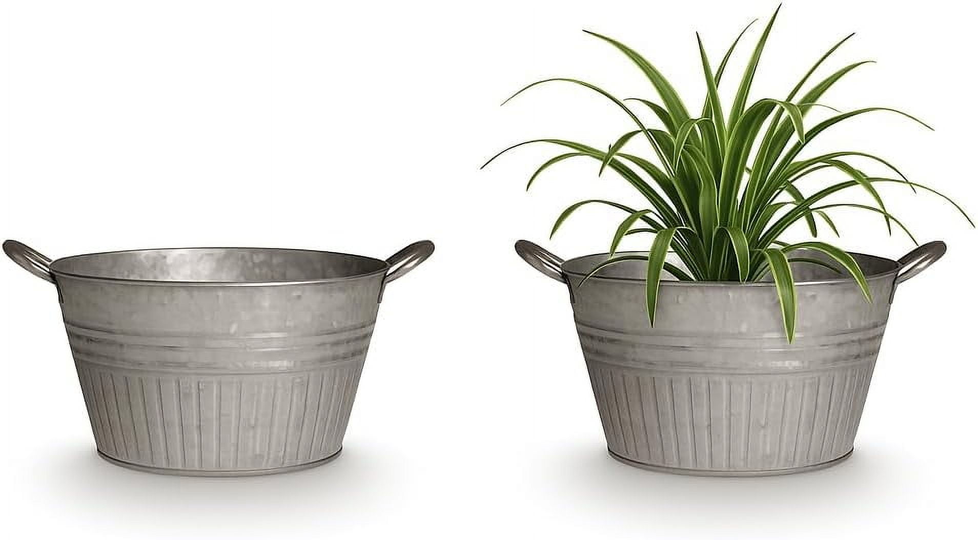 Headwind Robert Allen 14" Round Tub Metal Planter w/Handles ...