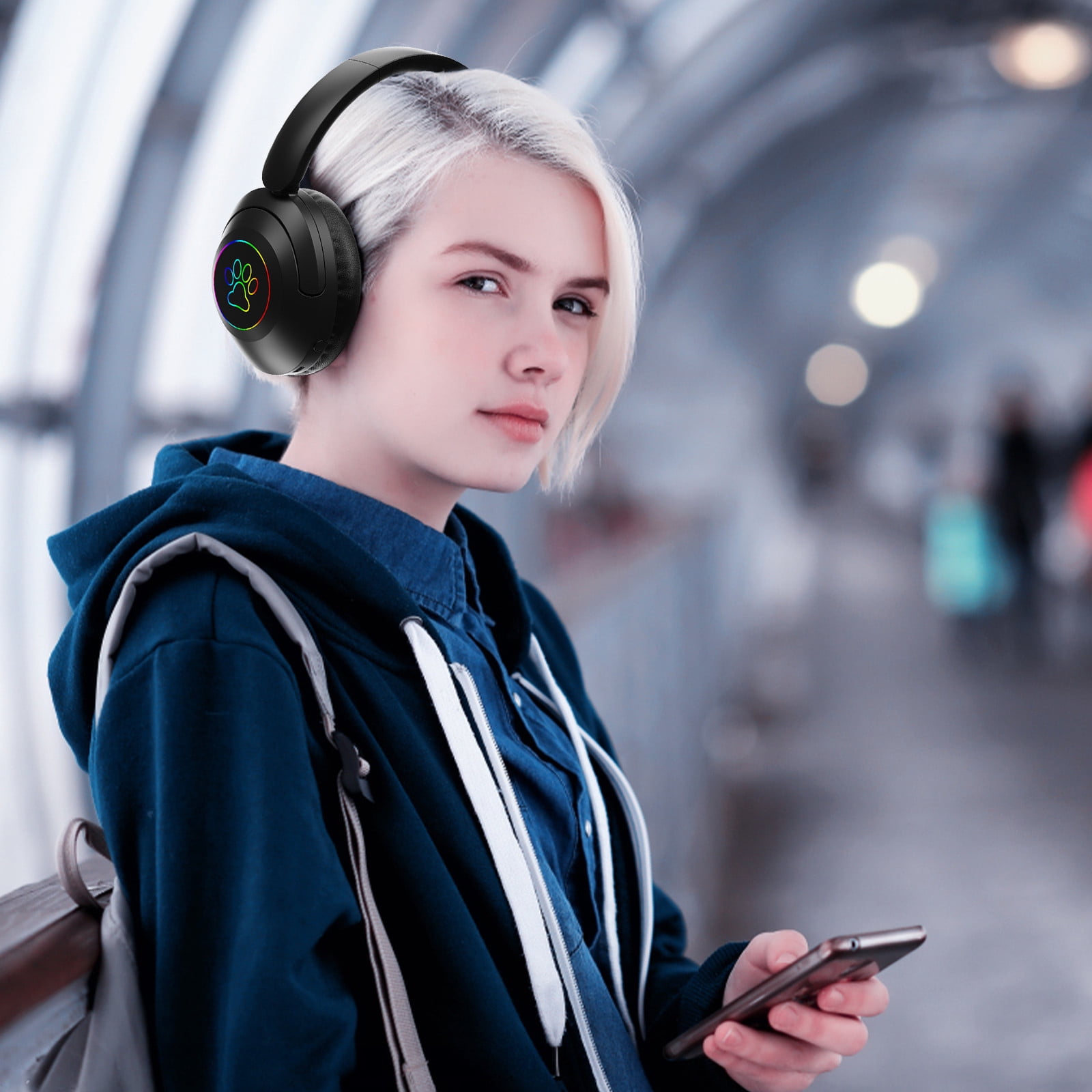 Headworn Illuminated Seven Color Lights with Low Latency Detachable Earphones Shocking High and ...