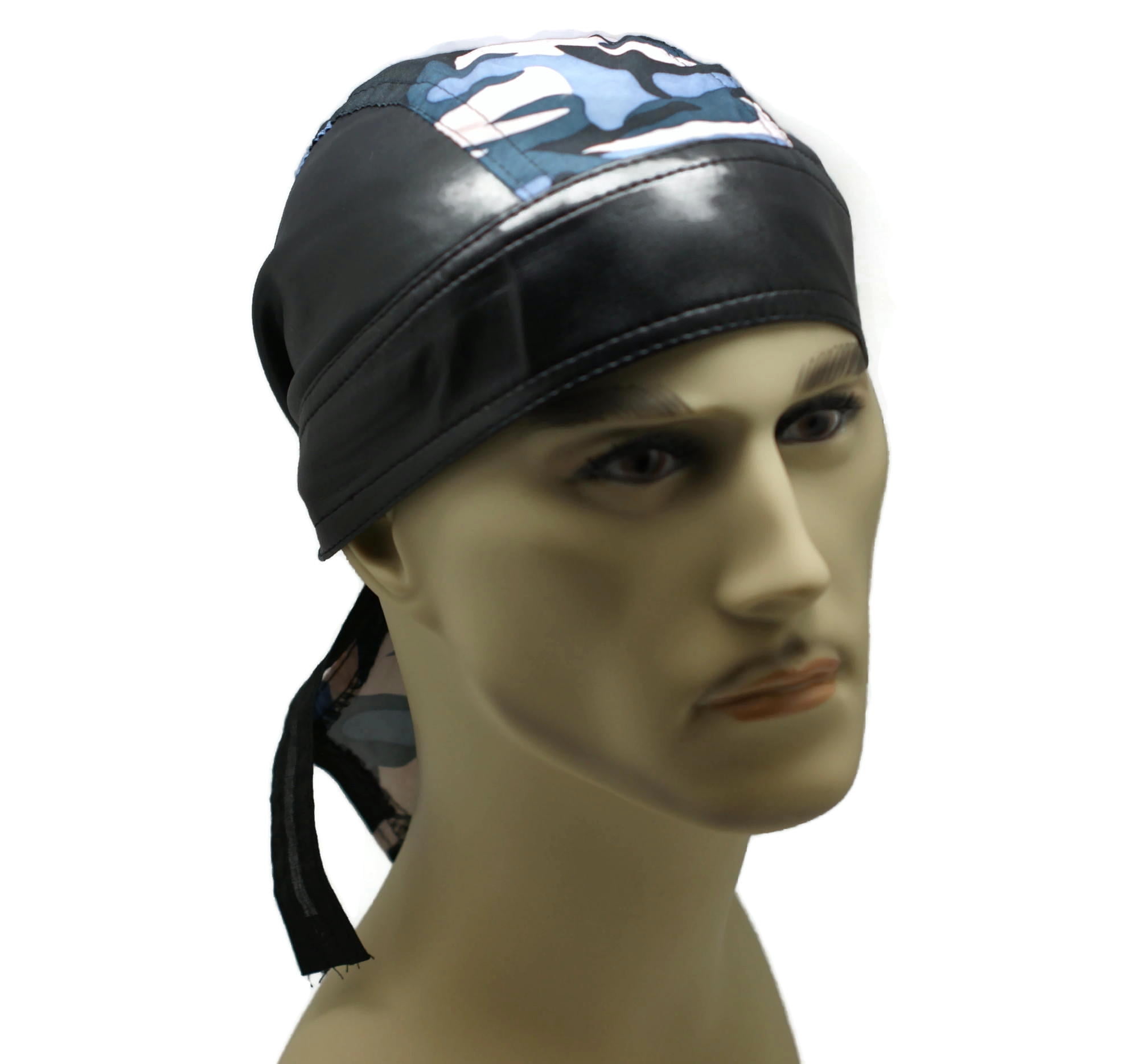 Headwrap Cotton Leather Like Bandana Du-Rag Doo Rag Blue Camouflage ...