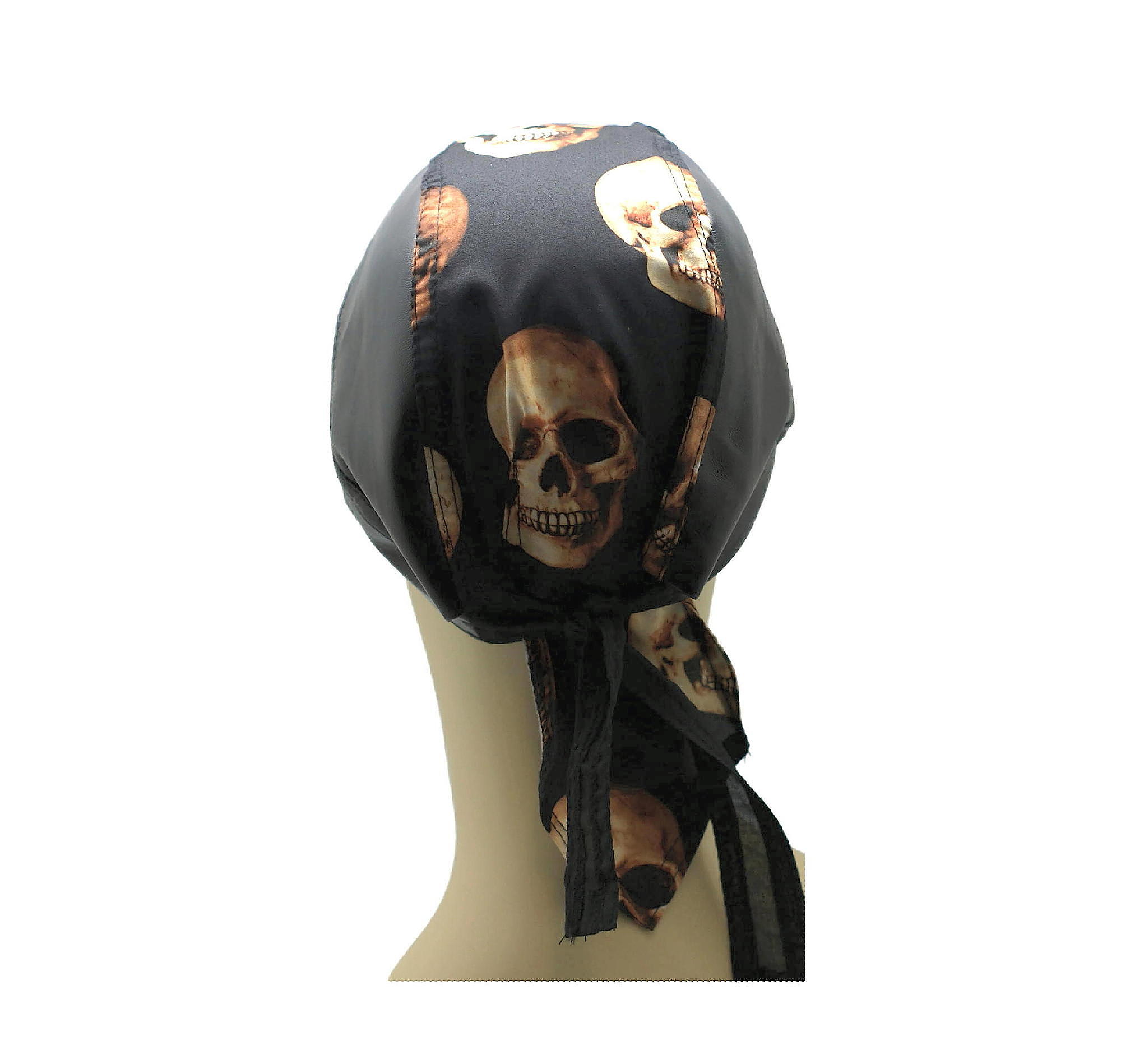 Headwrap Cotton with Leather Like Du-Rag Doo Rag Brown Skulls - Walmart.com