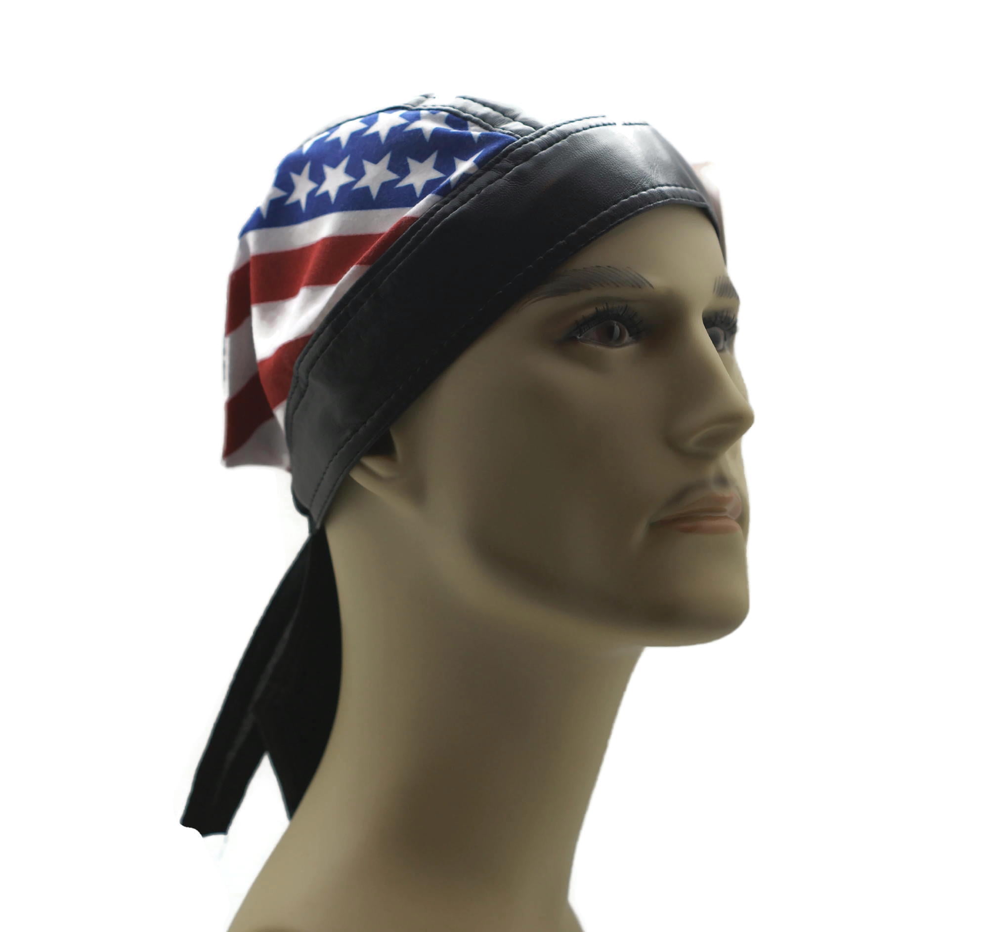 Headwrap Cotton with Leather Like Trim Du-Rag Doo Rag US Flag - Walmart.com