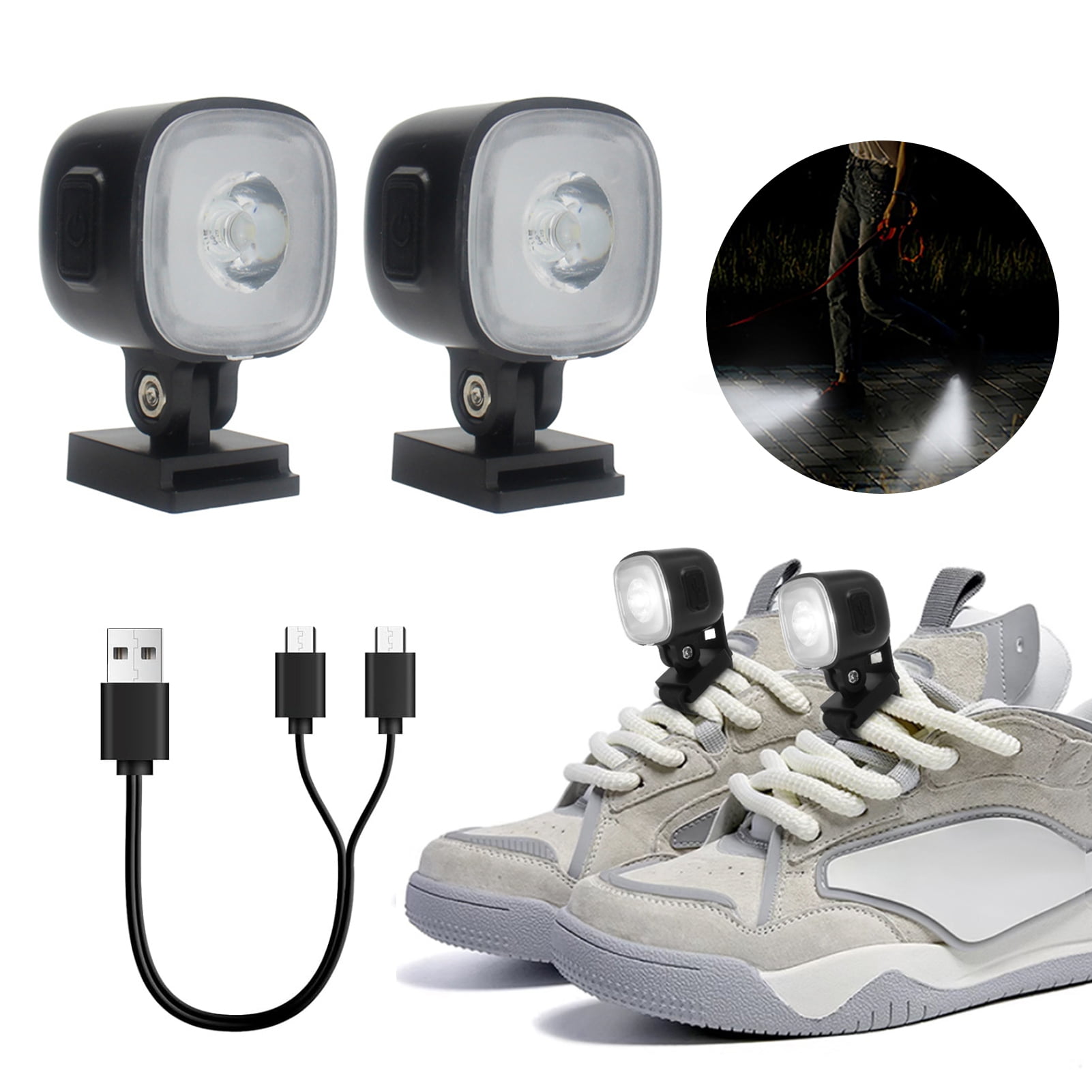 Heajfvd 1 Pair LED Shoe Lights Rechargeable Headlights Waterproof High ...