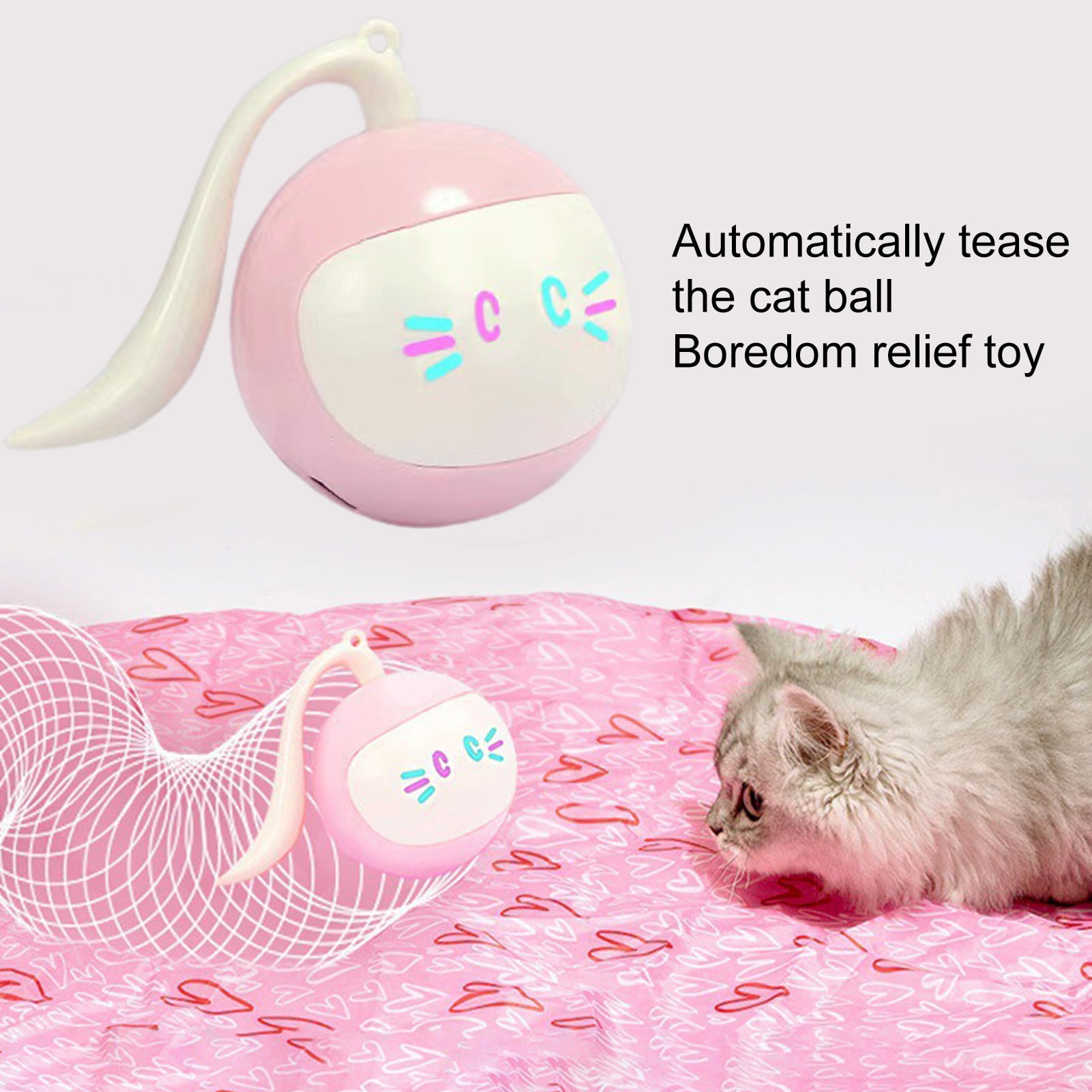 Heajfvd 1 Set Pet Ball USB Charging Cat Rolling Ball Toy Electric ...
