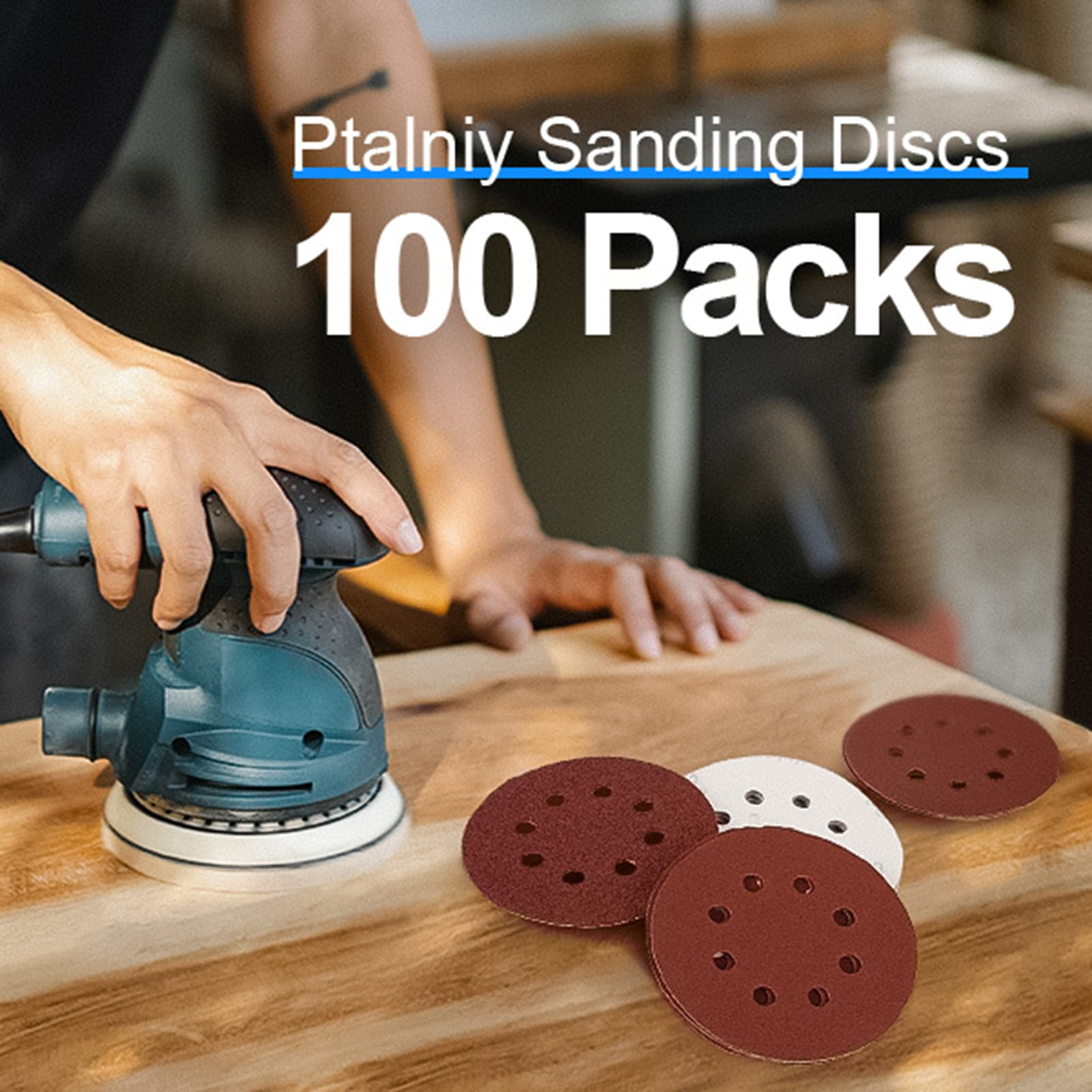Heajfvd 100Pcs/Set 5-Inch Sanding Discs 8 Holes Sandpaper 40/80/120/150/180/400/600 Grits Random ...