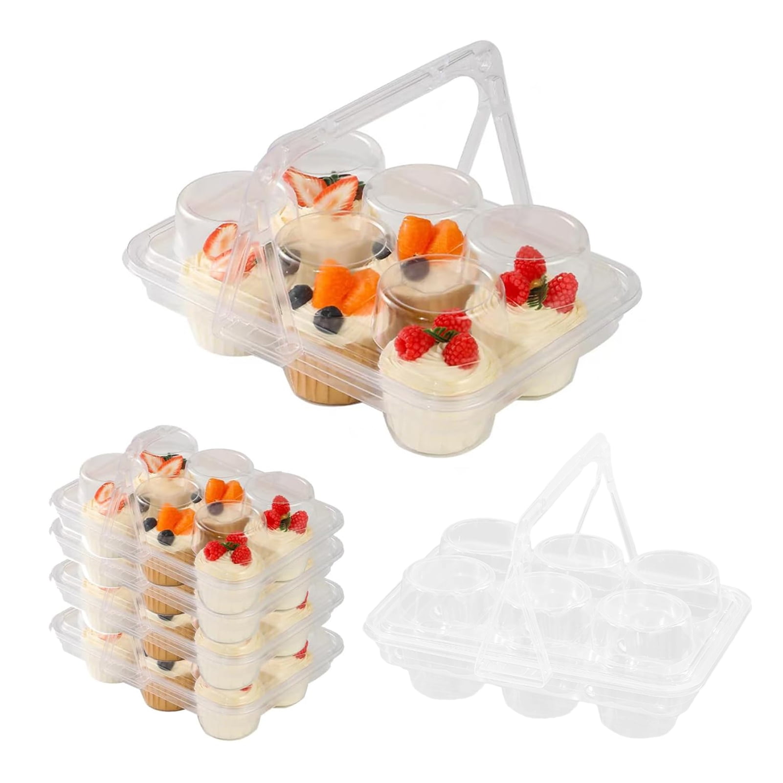 Heajfvd 10Pcs Clear Cupcake Holders with Handle Lid Portable Cupcake ...