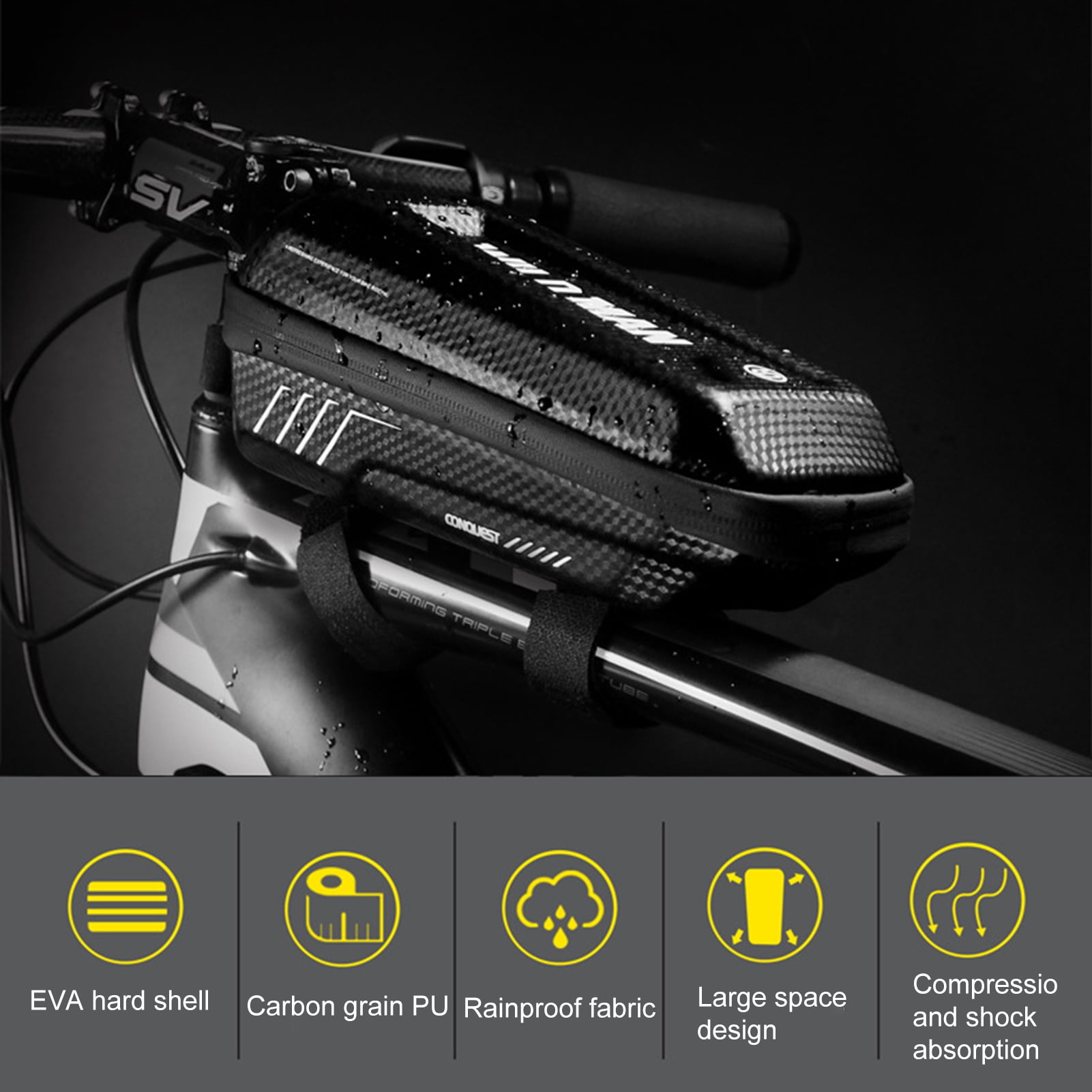 Heajfvd 1L Top Tube Frame Bag Fastener Tape Multiple Protection Rain ...