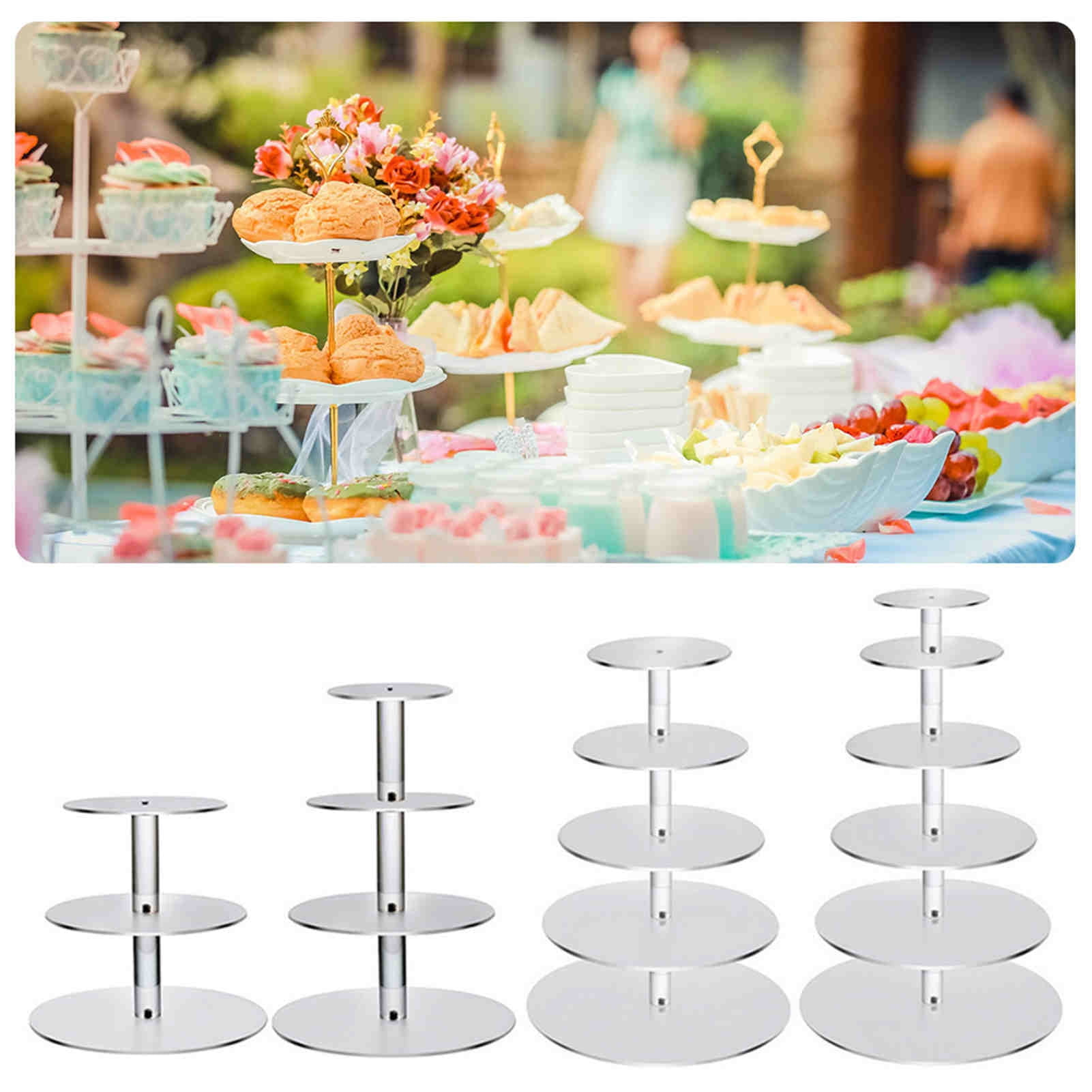 Heajfvd 3/4/5/6 Tier Cake Stand Transparent Glass Display Tray Rack ...