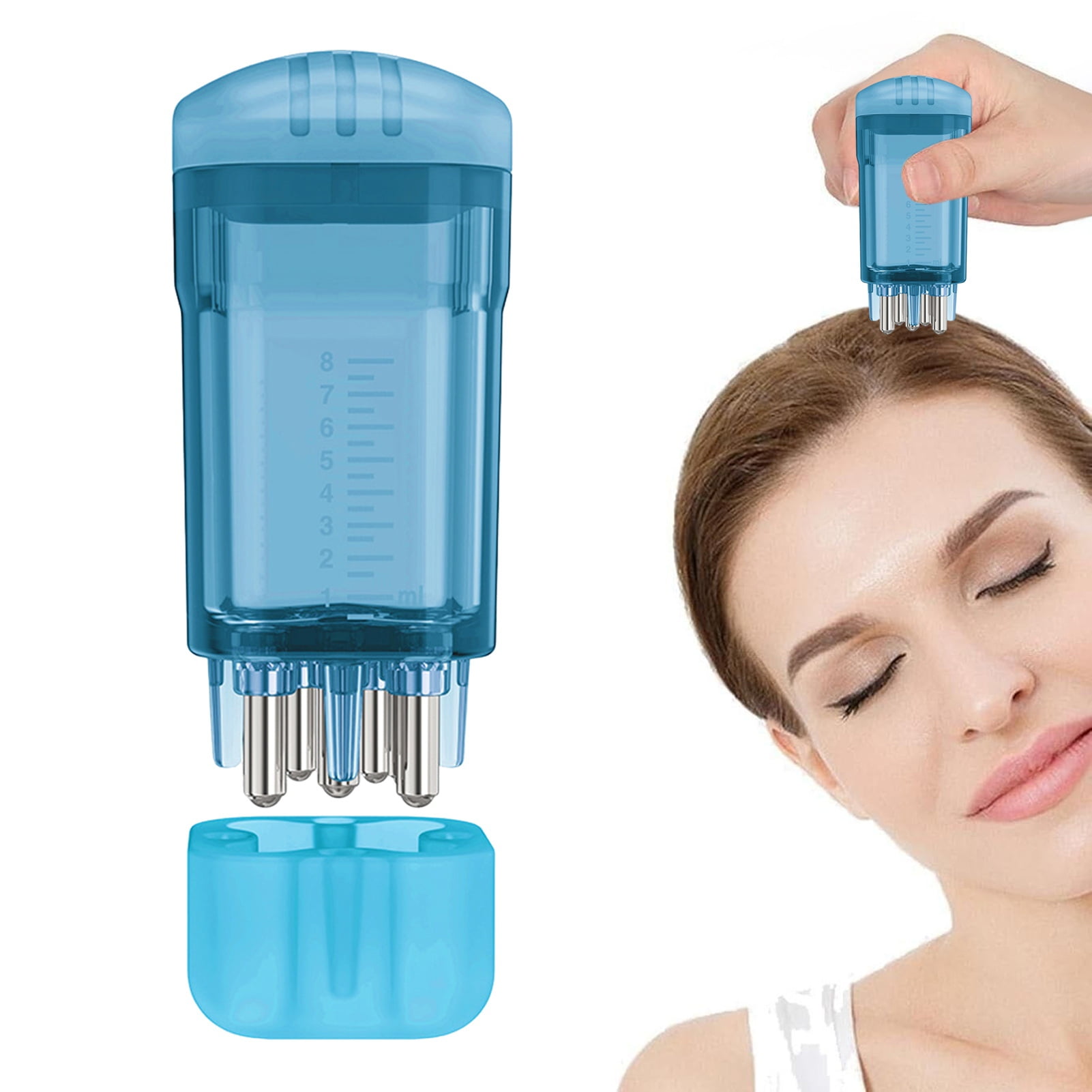 Heajfvd 8ML Hair Oil Applicator with Precise Scale Scalp Massage Applicator Comb Clear Portable ...