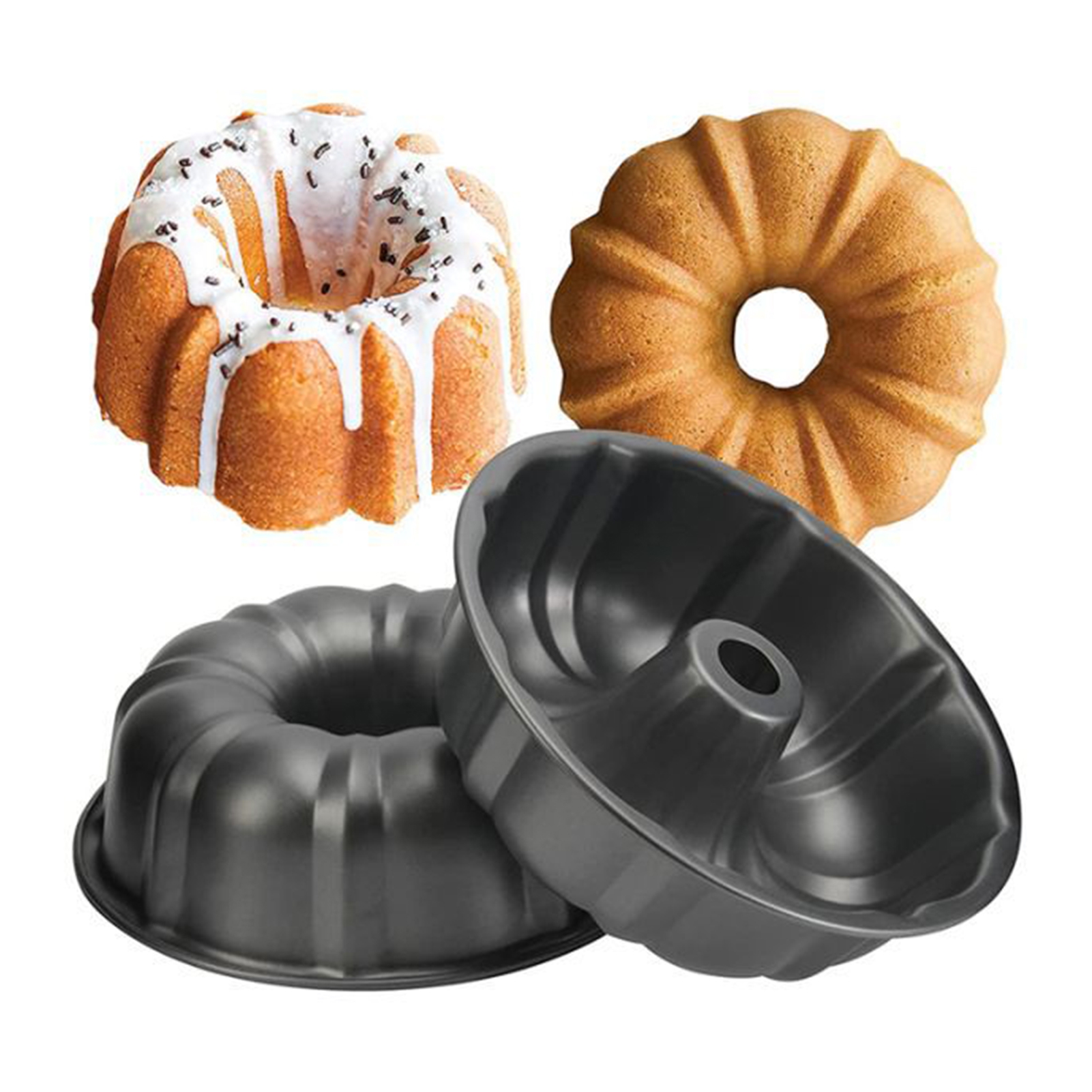 Heajfvd 9.5 Inch Non-Stick Cake Pan Fluted Tube Round Baking Pan for ...