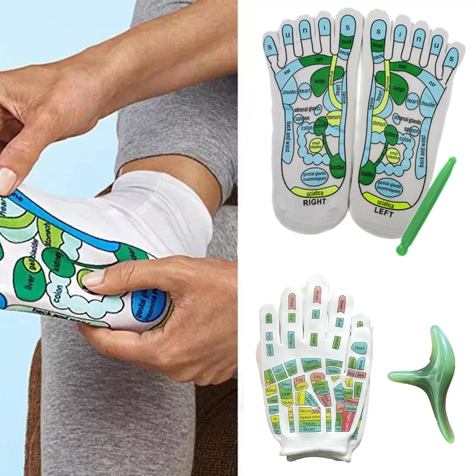Heajfvd Acupressure Socks And Gloves Tool Set Foot Massage Socks for ...