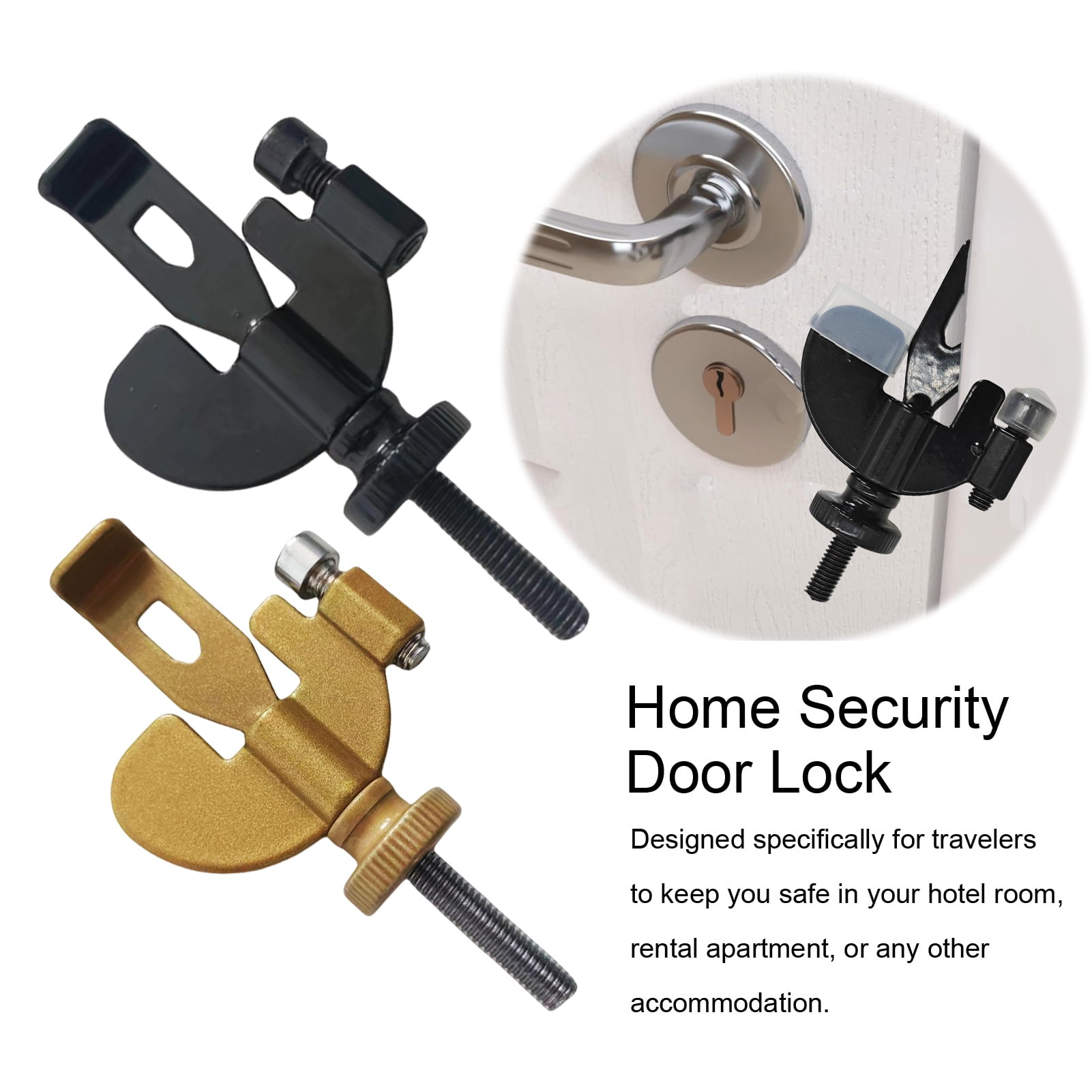 Heajfvd Adjustable Portable Door Lock Additional Privacy Home Security Door Stop Lockdown Lock ...