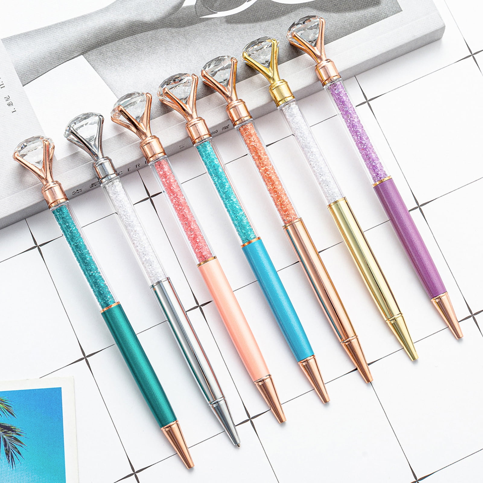 Heajfvd Ballpoint Pen Glitter Half Transparent Detachable Replaceable ...