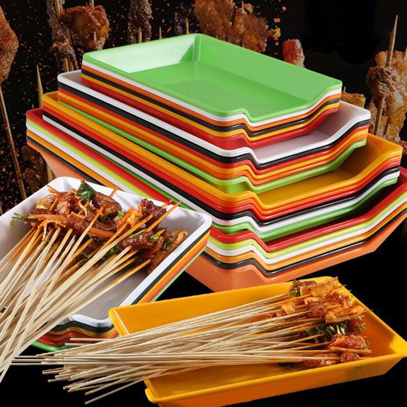 Heajfvd Barbecue Plate Square Heat-resistant Melamine Multipurpose ...