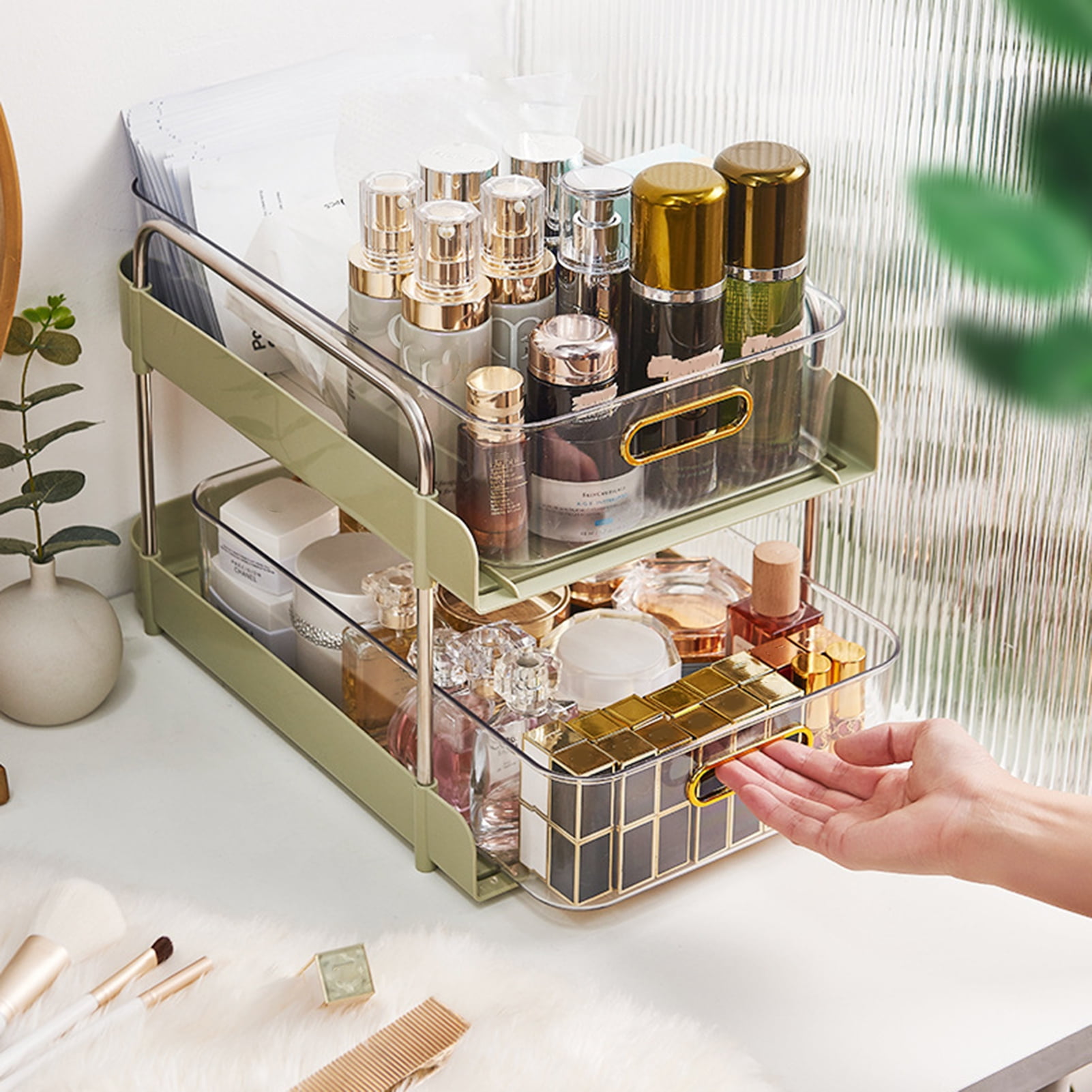 Heajfvd Bathroom Storage Rack 2 Tiers Pull-out Drawer Stable Structure ...