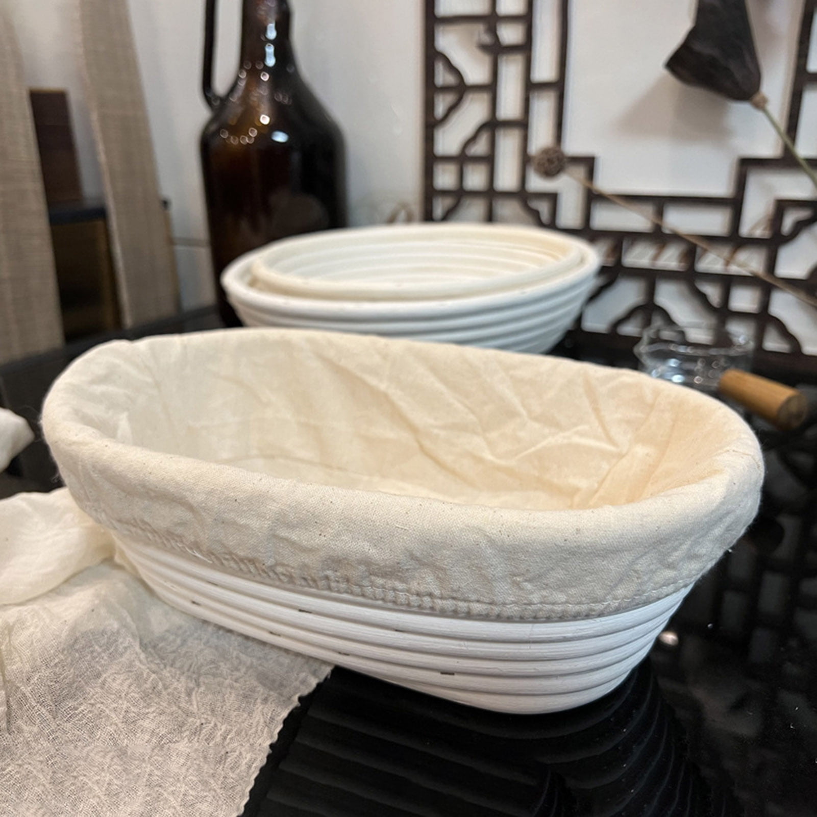 Heajfvd Bread Fermentation Basket with Cloth Bag Prevent Volatilization ...