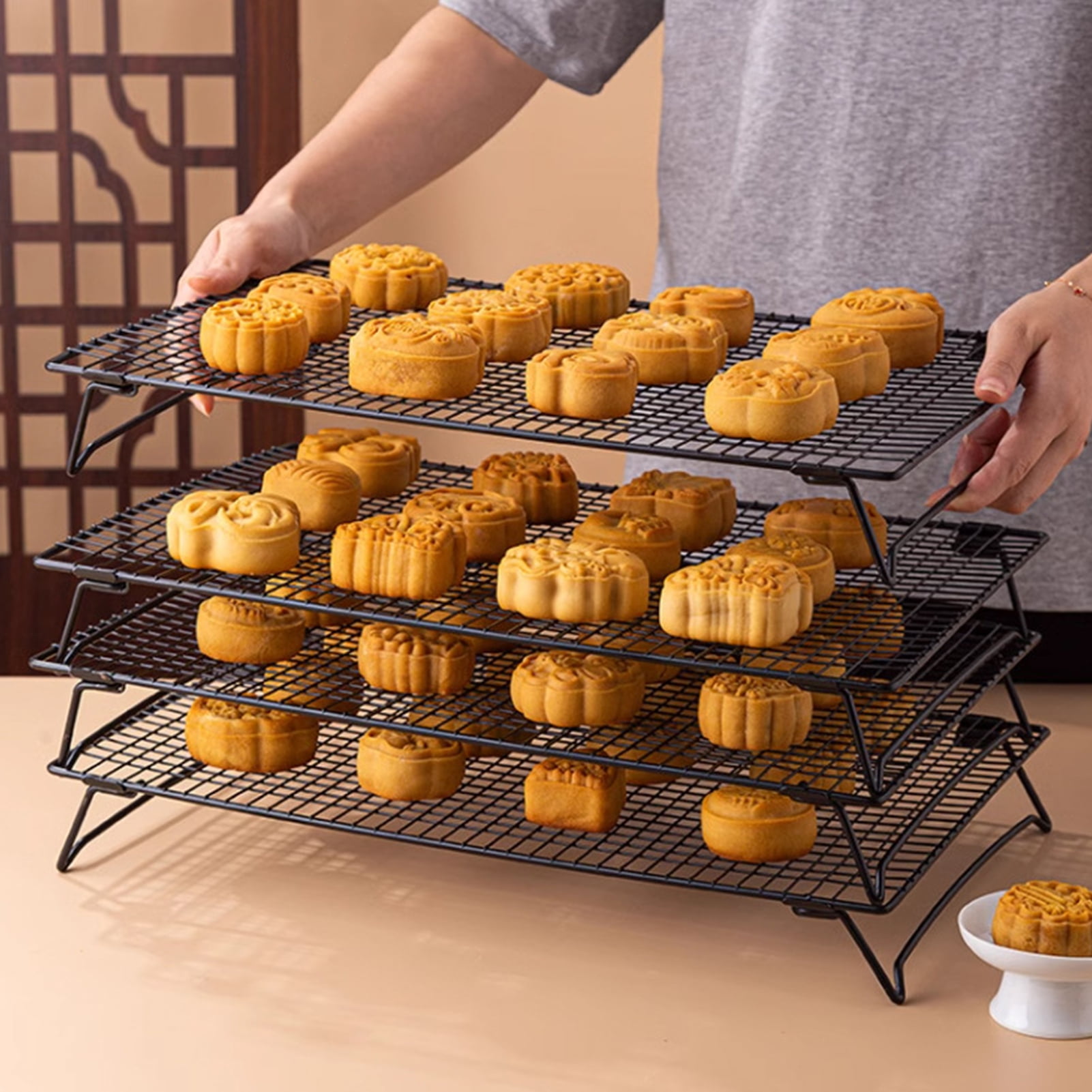 Heajfvd Carbon Steel Cooling Rack Foldable Cooling Shelf Tripod Design Hollow Grid Cooling Rack ...