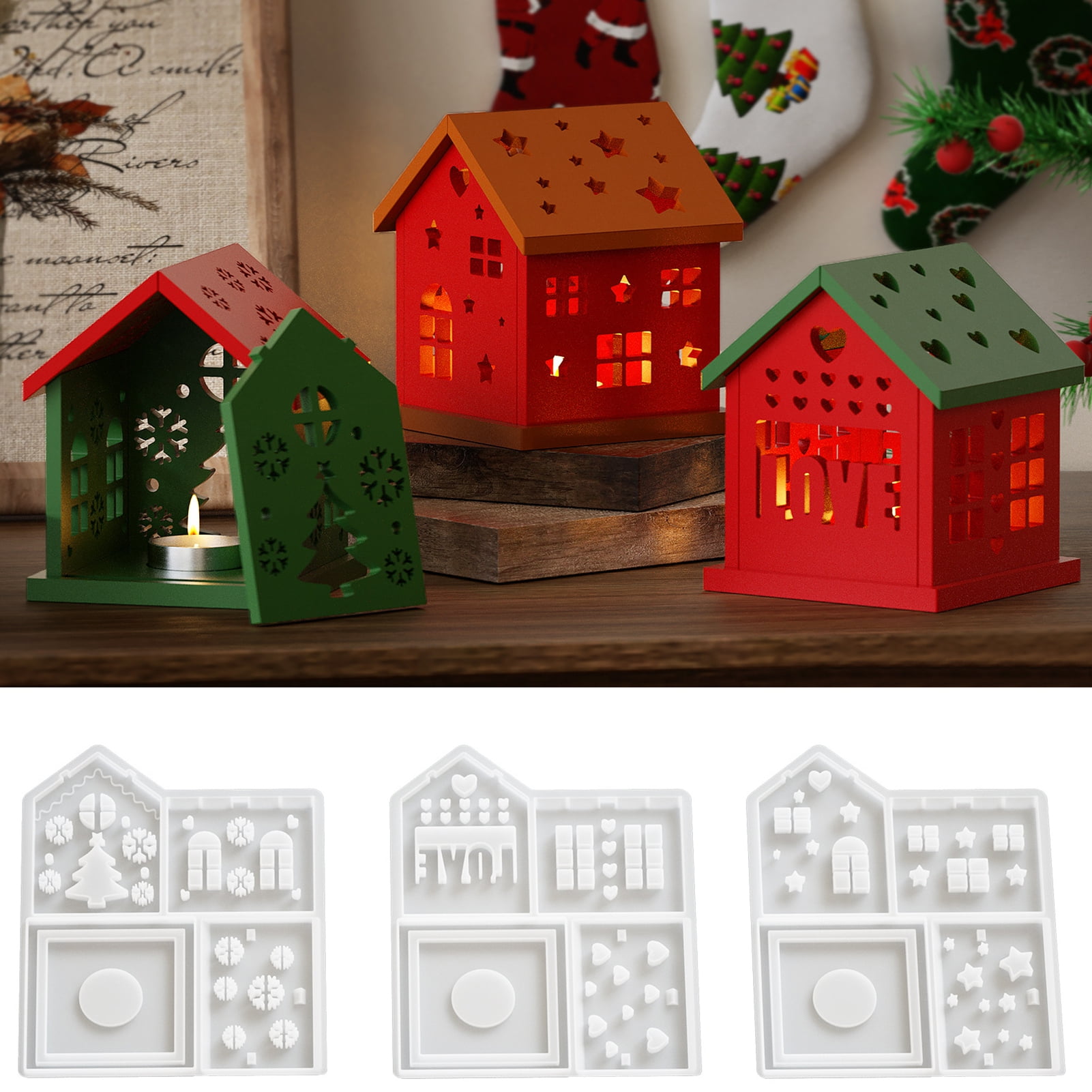 Heajfvd Christmas Gingerbread House Mold Tray for Cookie Chocolate ...