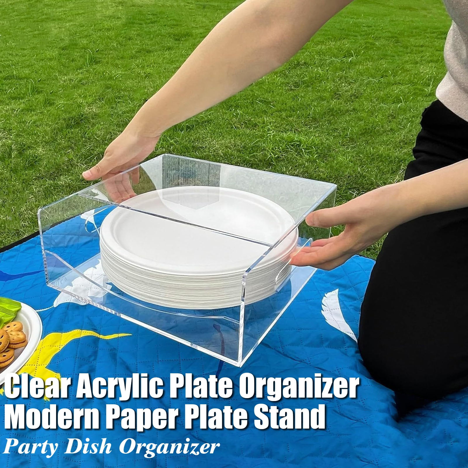 Heajfvd Clear Acrylic Paper Plate Dispenser 7-10 Inch Portable Holder ...
