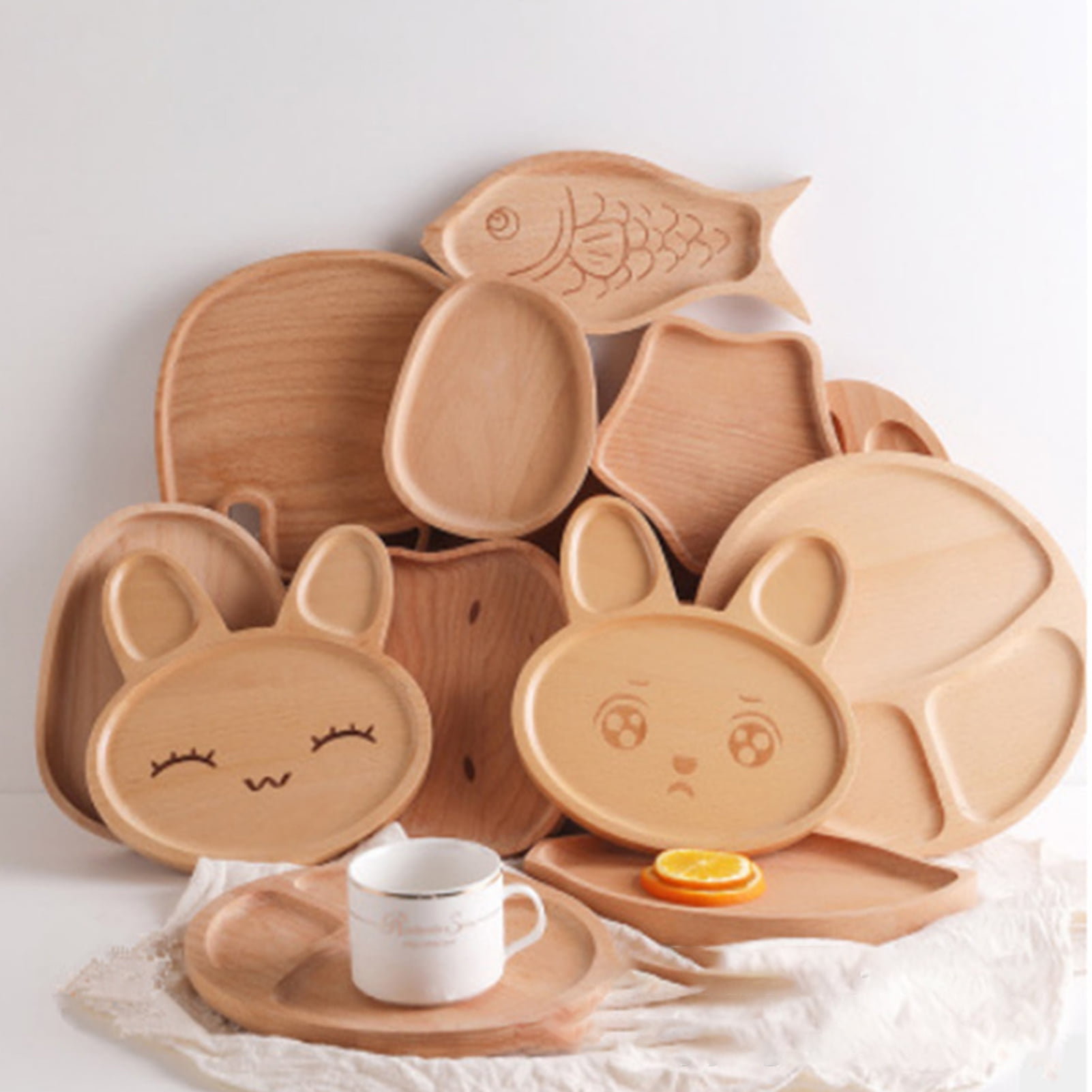 Heajfvd Dinner Plate Creative Multi-use Solid Wood Kitchen Dining ...