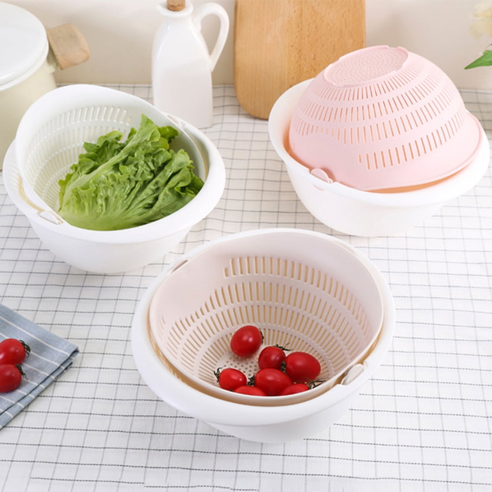 Heajfvd Dual Layer Rice Wash Strainer Kitchen Fruits Vegetable Cleaning ...
