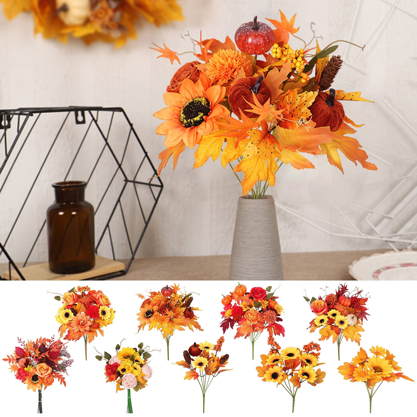 Heajfvd Fall Artificial Flower Bouquet Realistic Fake Silk Sunflower ...