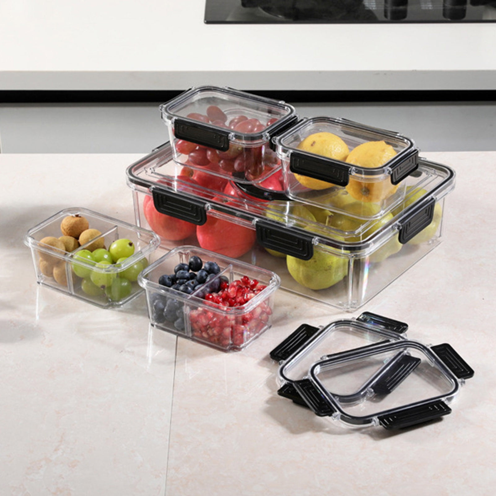 Heajfvd Food Storage Box Buckle Closures Good Sealing with Compartment ...