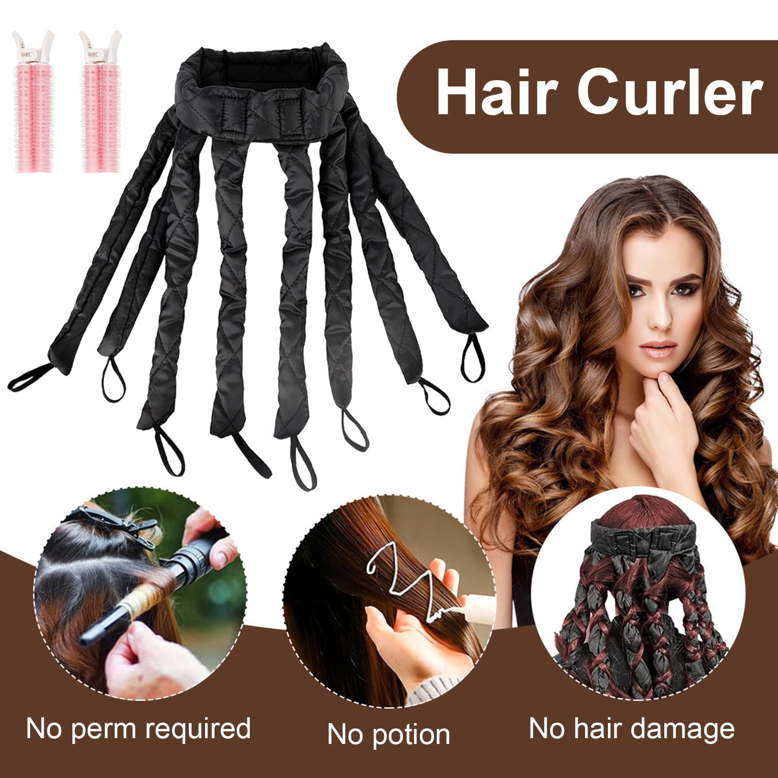Heajfvd No Heat Hair Curler with Adjustable Strap Women Overnight ...