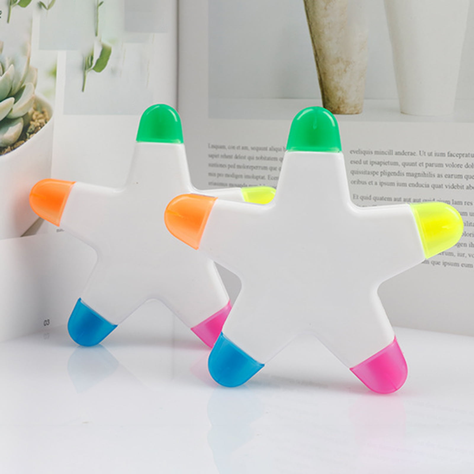 Heajfvd Highlighter Pen Star Shape Design Ink Smooth Flow Bright Color ...